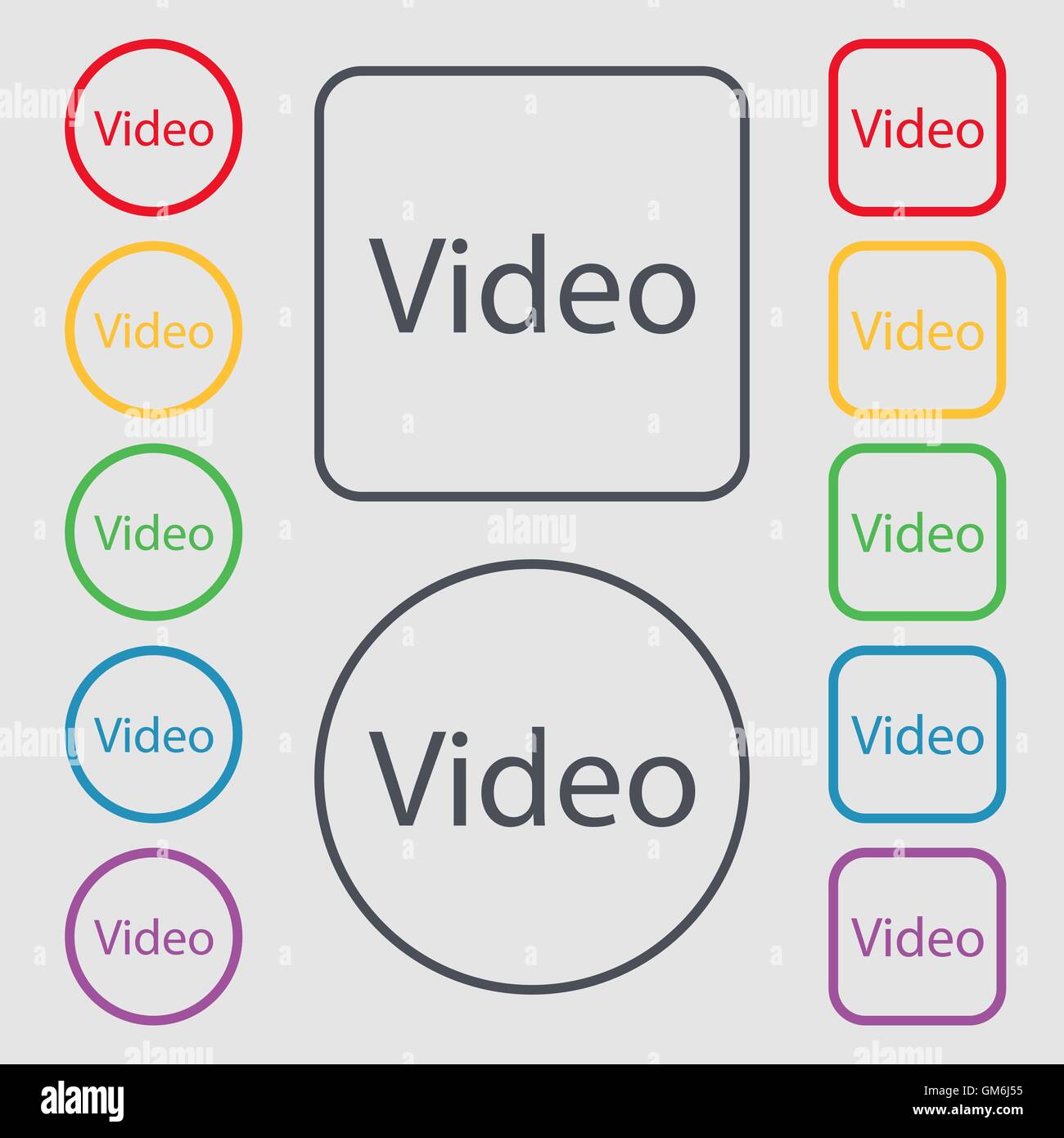 Play video sign icon. Player navigation symbol. Symbols on the Round ...