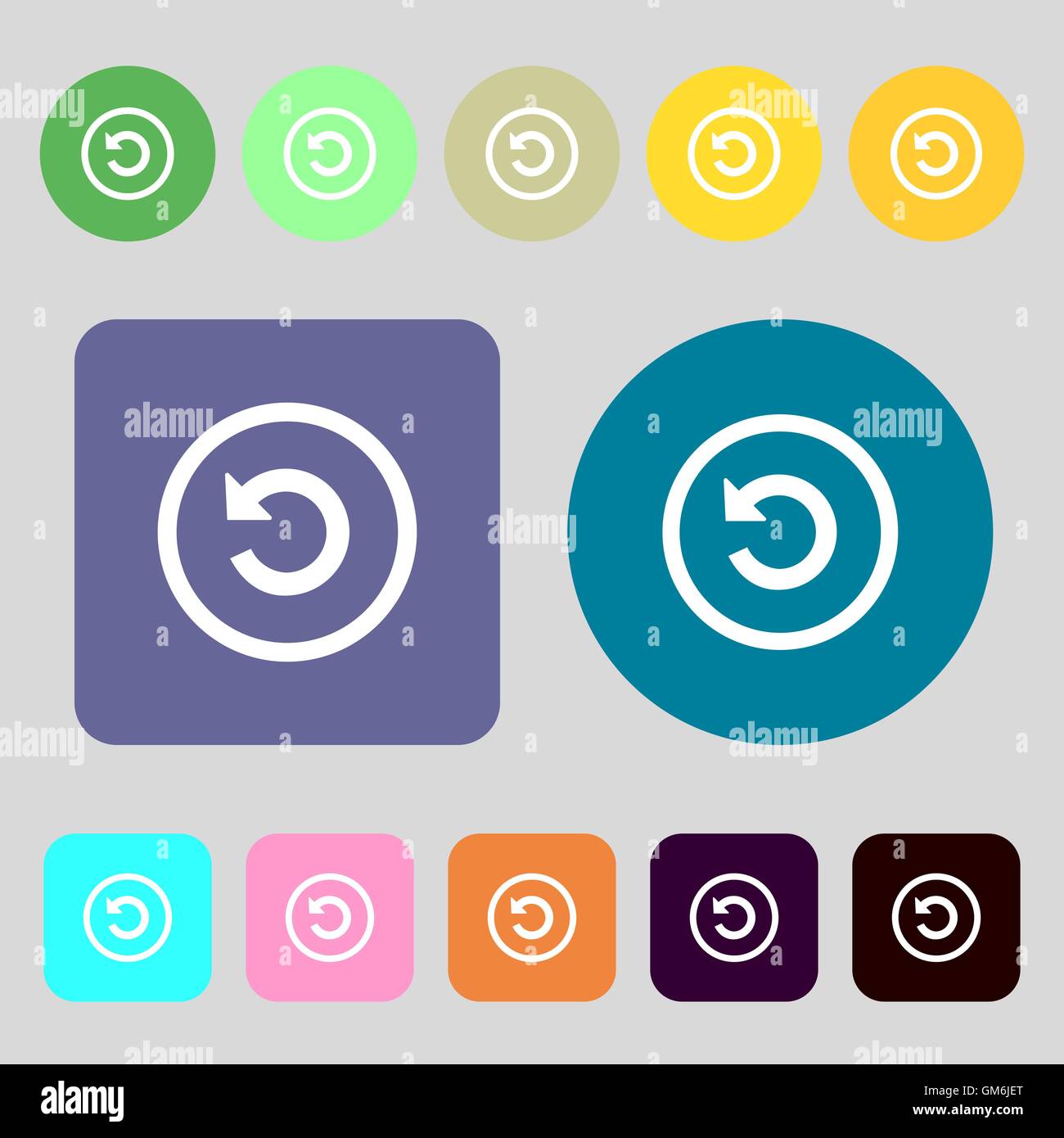 Upgrade, arrow, update icon sign. 12 colored buttons. Flat design ...