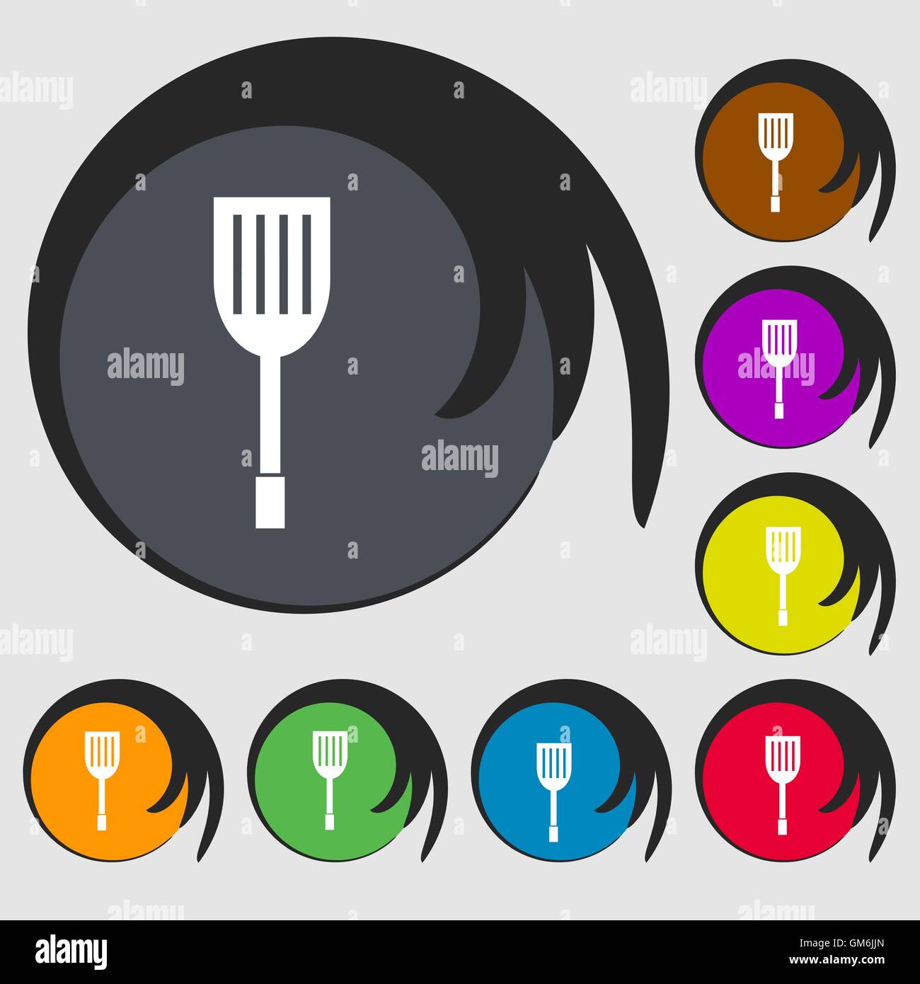 Kitchen appliances icon sign. Symbols on eight colored buttons. Vector ...