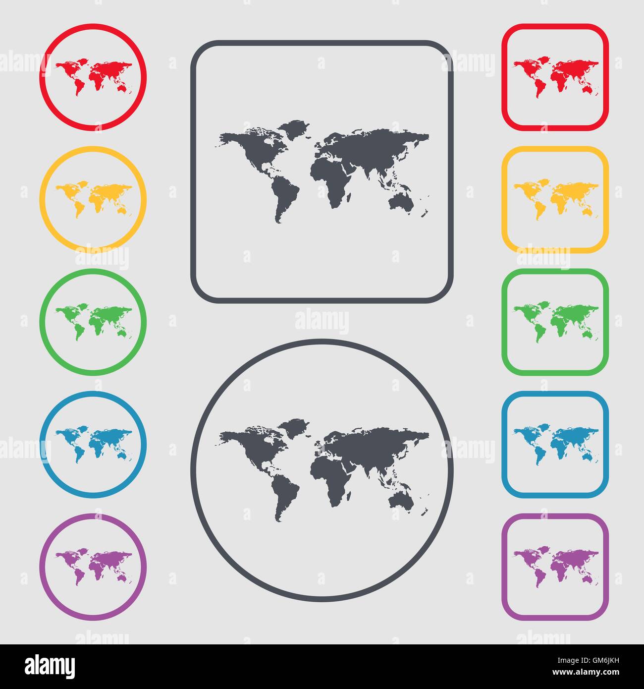 Globe sign icon. World map geography symbol. Symbols on the Round and ...