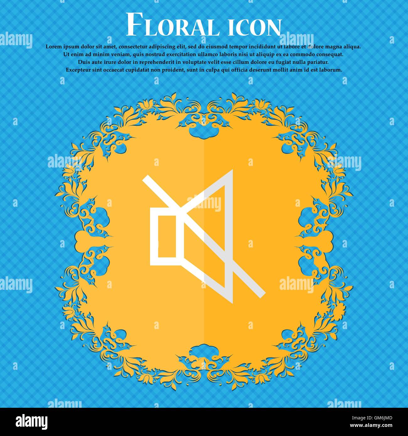 without sound, mute. Floral flat design on a blue abstract background ...