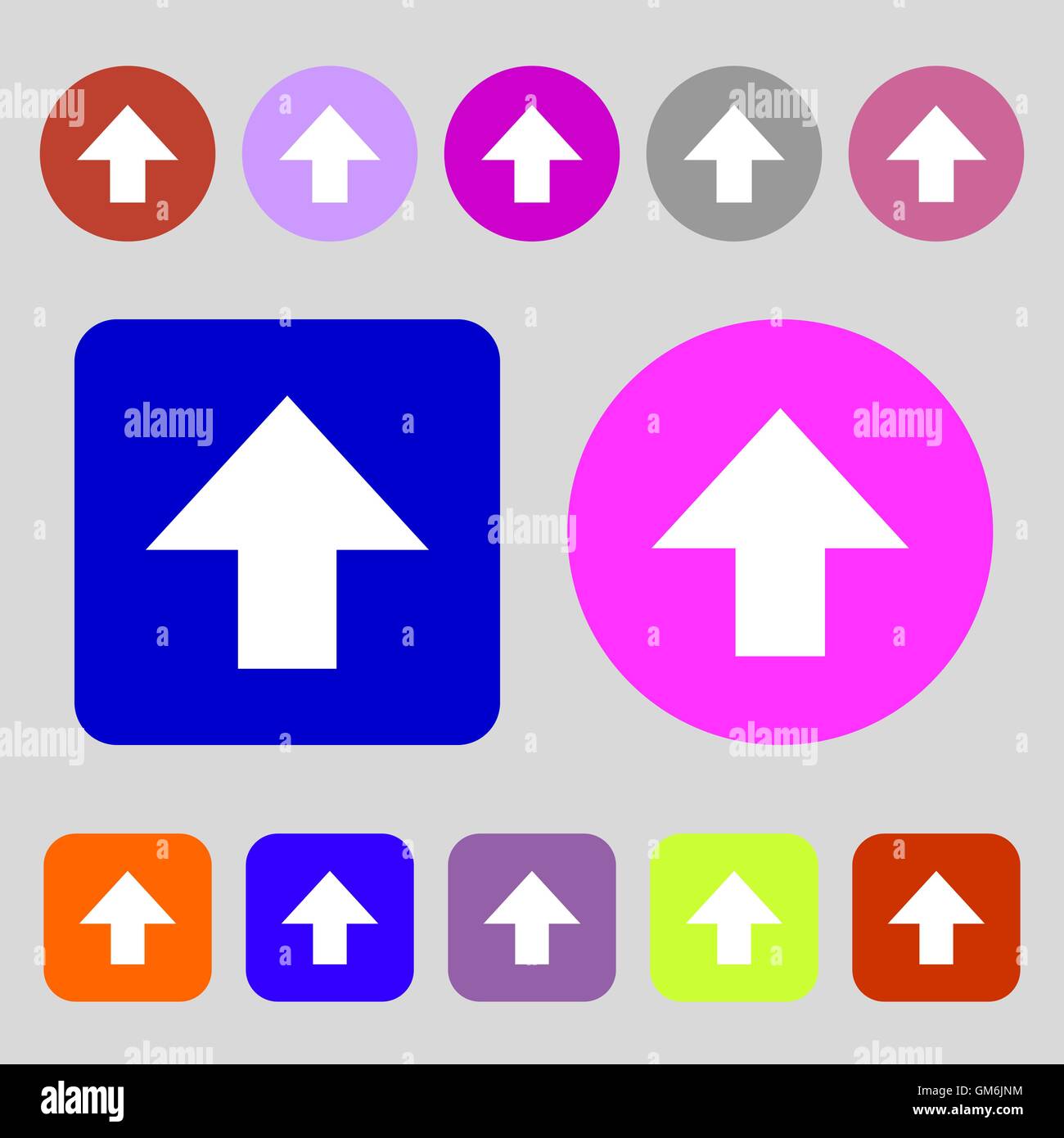 This side up sign icon. Fragile package symbol. 12 colored buttons ...