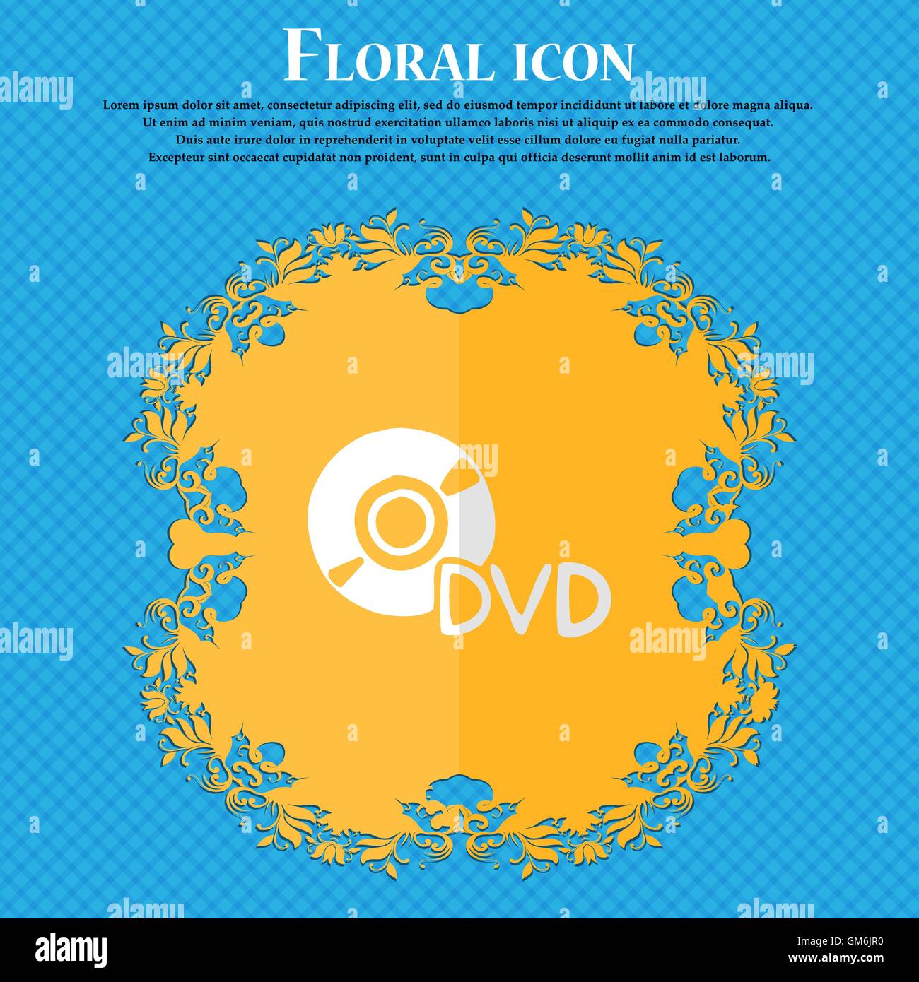 dvd. Floral flat design on a blue abstract background with place for ...