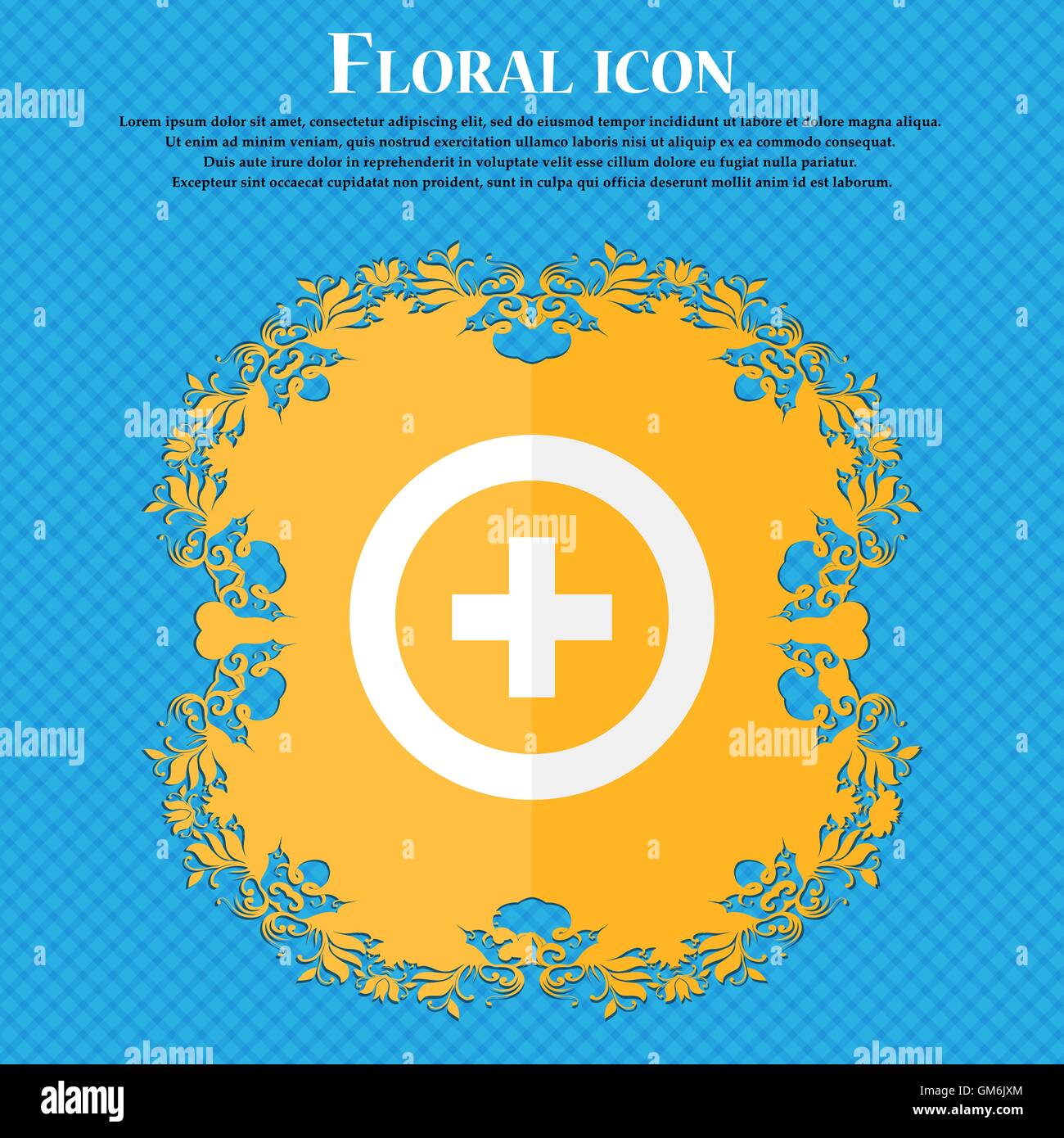 Plus, Positive . Floral flat design on a blue abstract background with ...