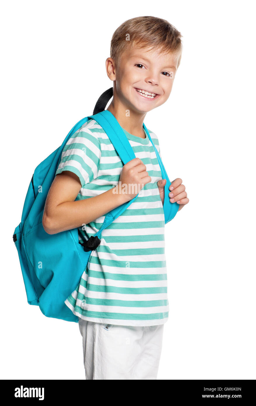 School boy with backpack Stock Photo - Alamy