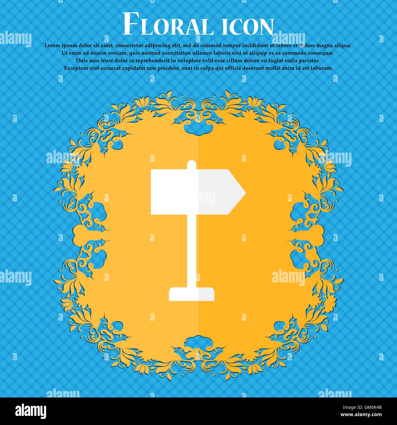 Signpost. Floral flat design on a blue abstract background with place ...