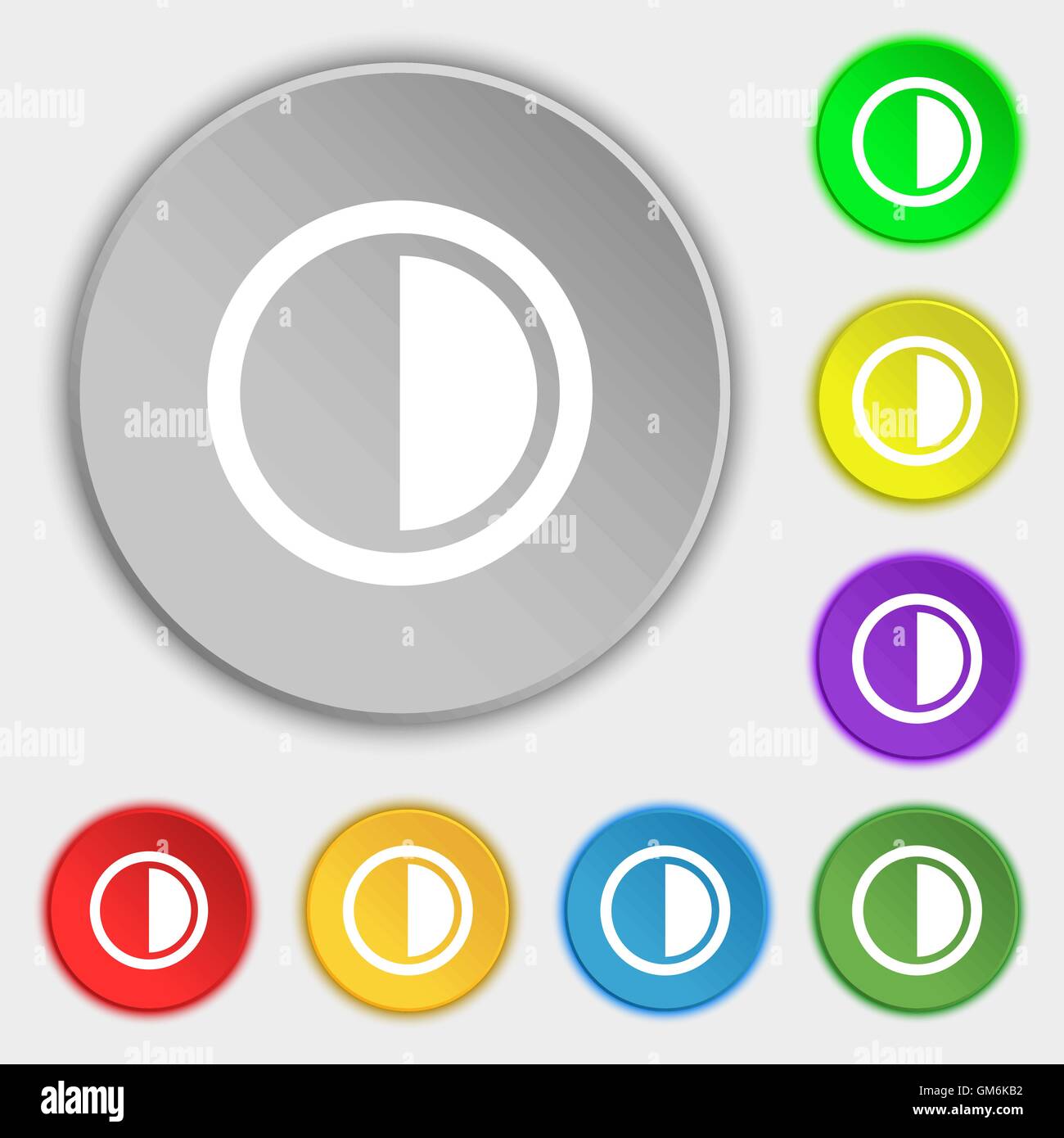 contrast icon sign. Symbols on eight flat buttons. Vector Stock Vector ...