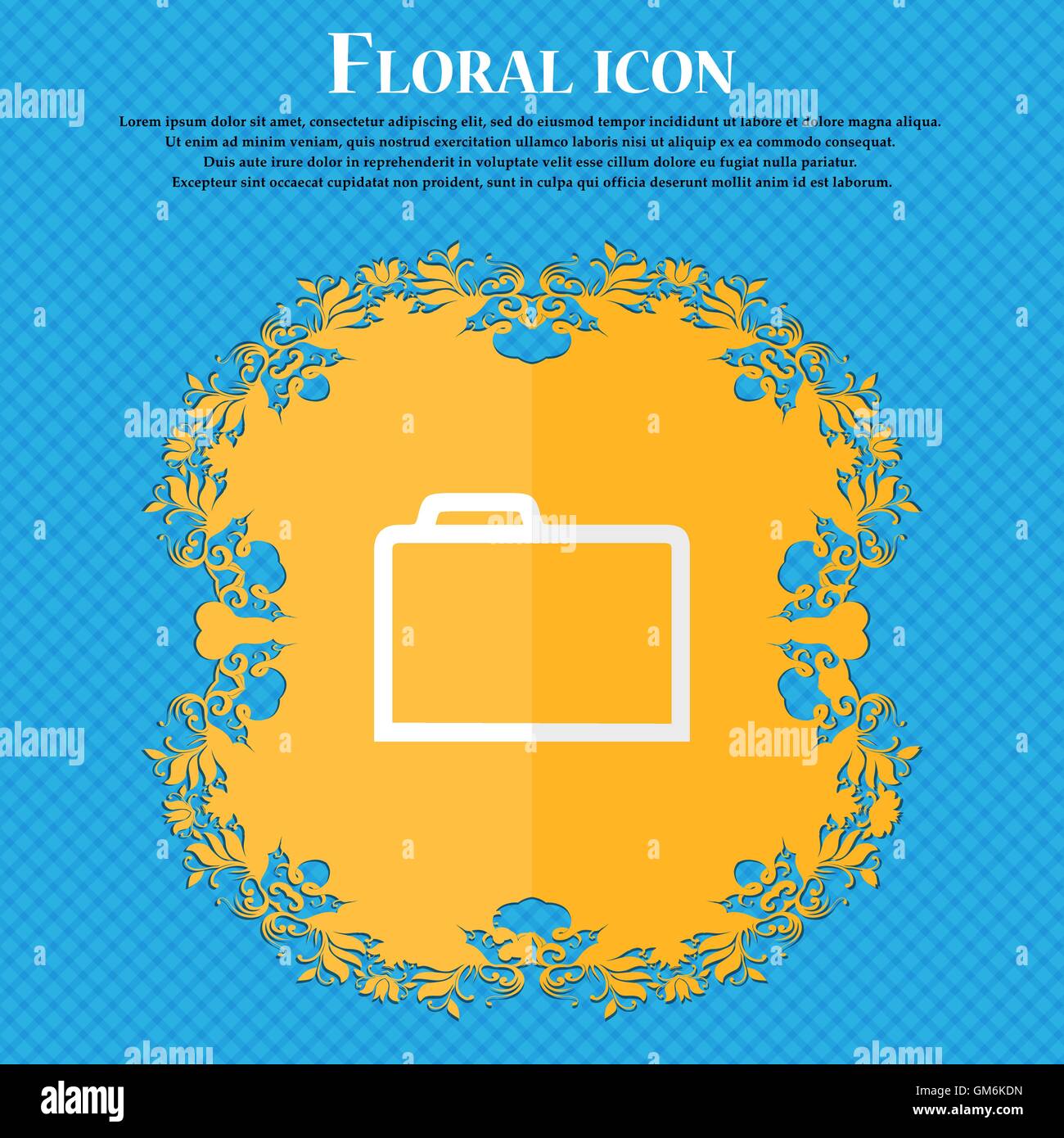 Folder . Floral flat design on a blue abstract background with place ...