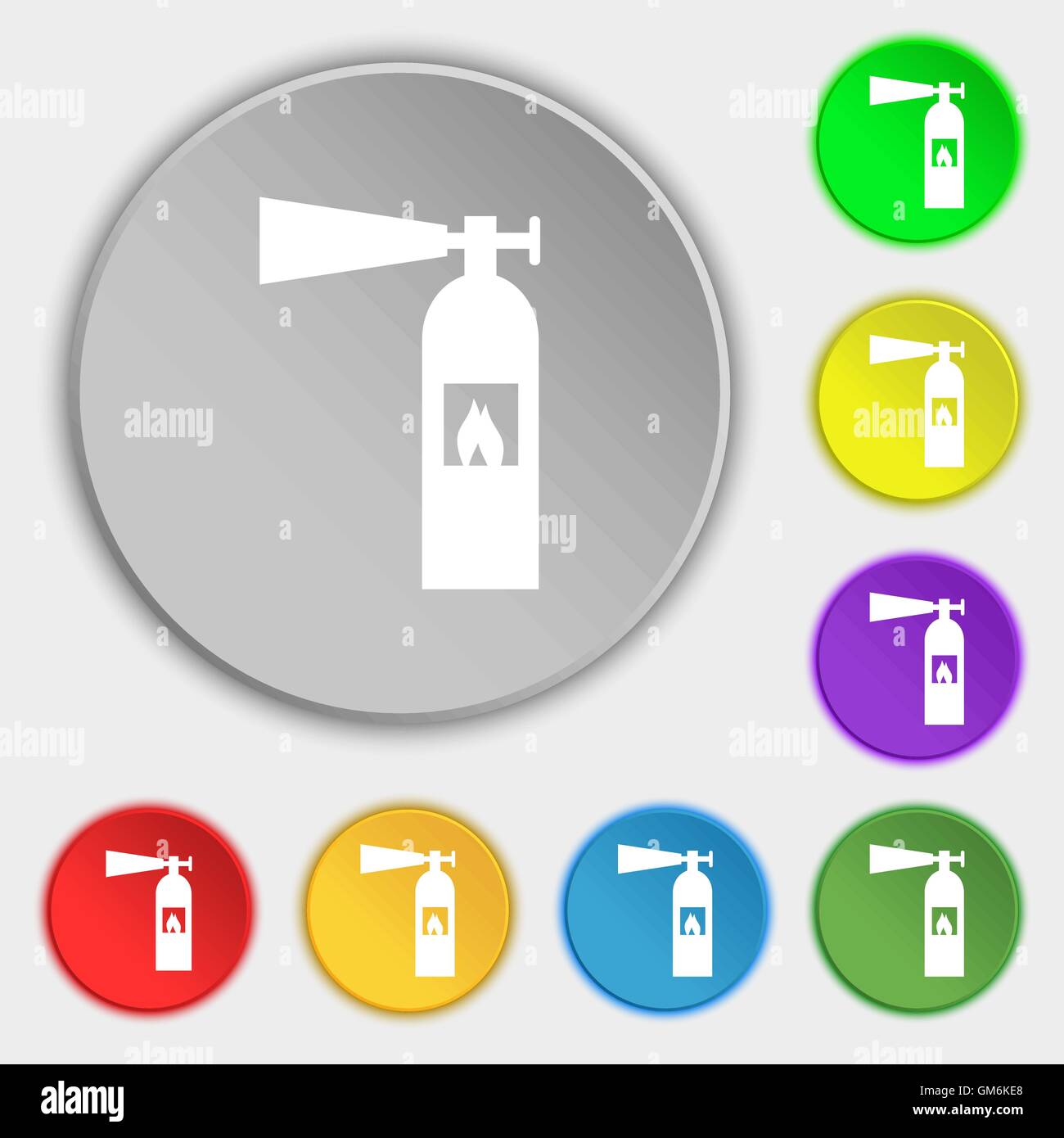 fire extinguisher icon sign. Symbols on eight flat buttons. Vector ...