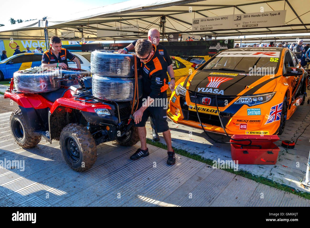 Tyres arriving for the 2016 Honda Civic Type-R BTCC cars in the paddock ...