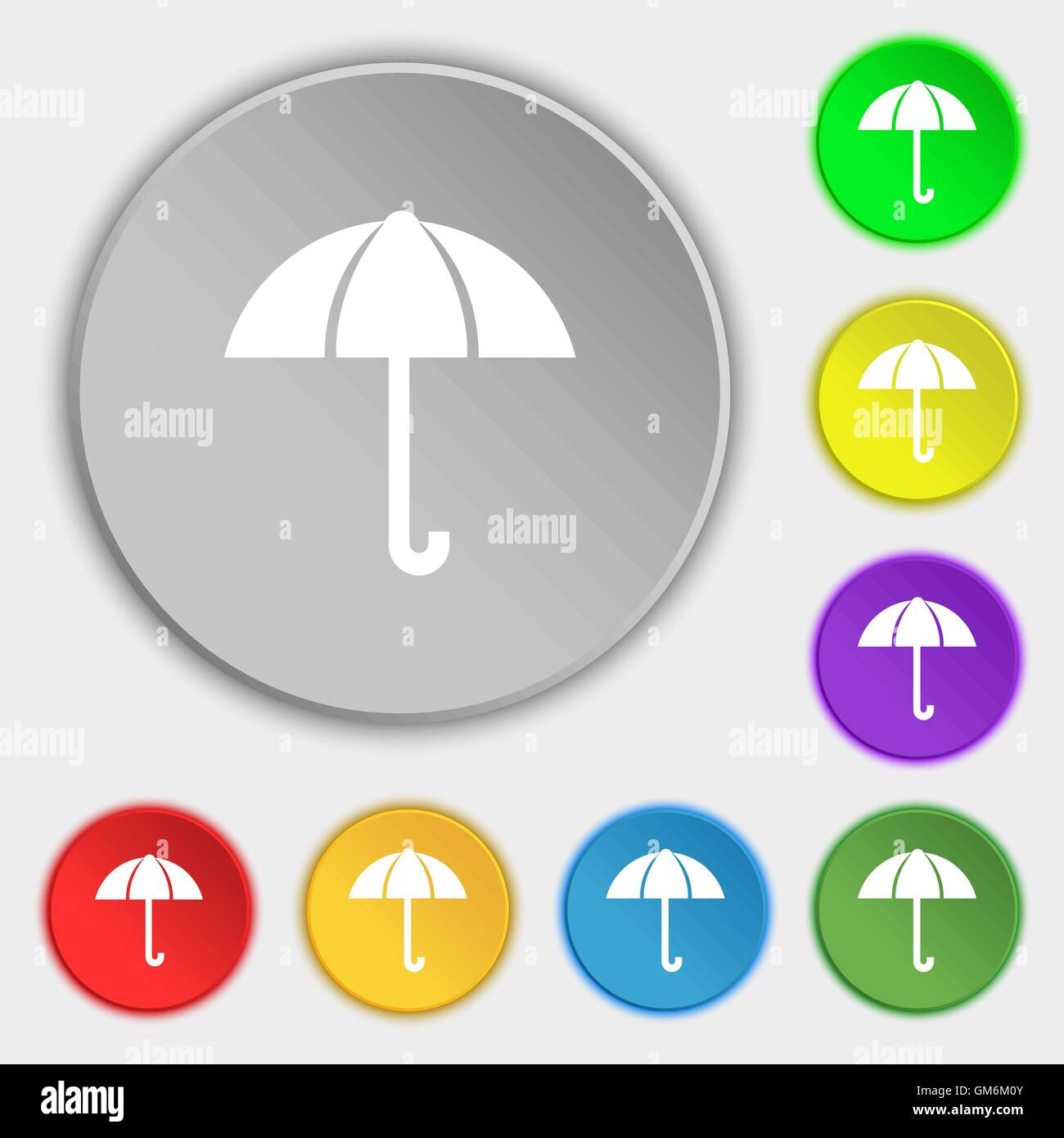 Umbrella sign icon. Rain protection symbol. Symbols on eight flat ...