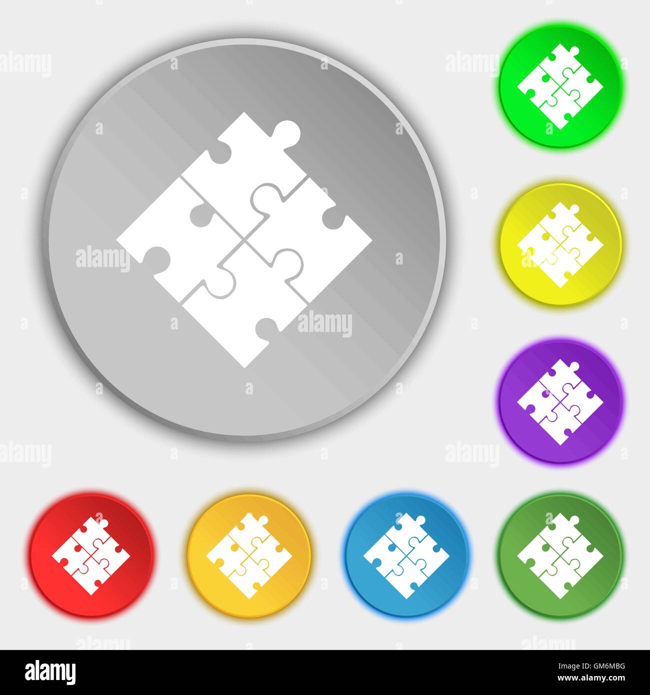 Puzzle piece icon sign. Symbols on eight flat buttons. Vector Stock Vector Image & Art - Alamy