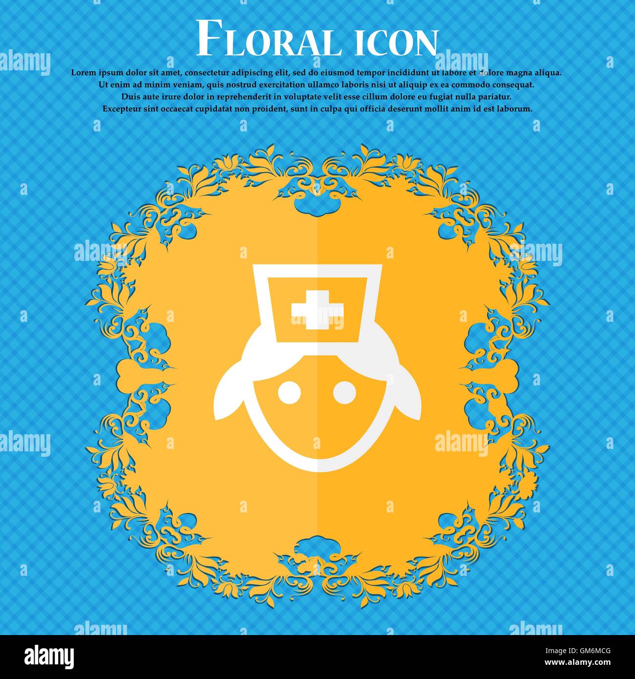 nurse . Floral flat design on a blue abstract background with place for ...