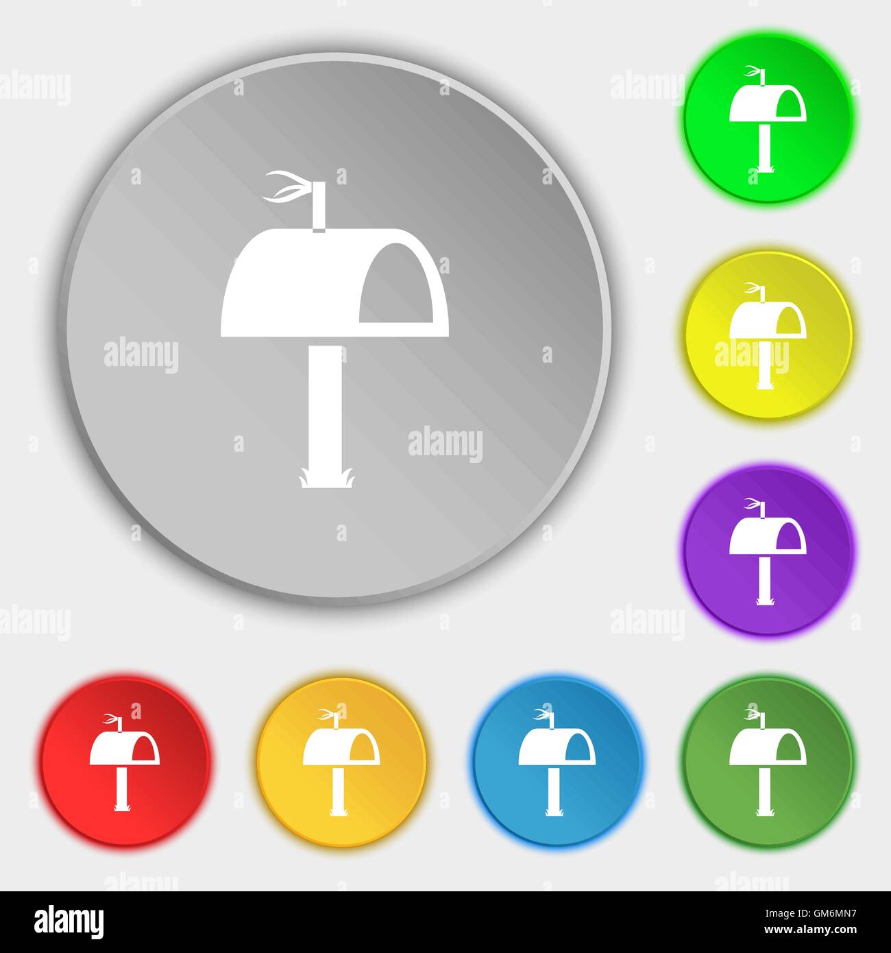 Mailbox icon sign. Symbols on eight flat buttons. Vector Stock Vector ...