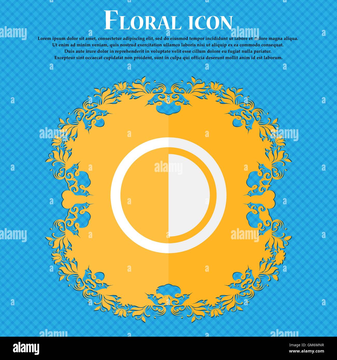 contrast icon sign. Floral flat design on a blue abstract background ...