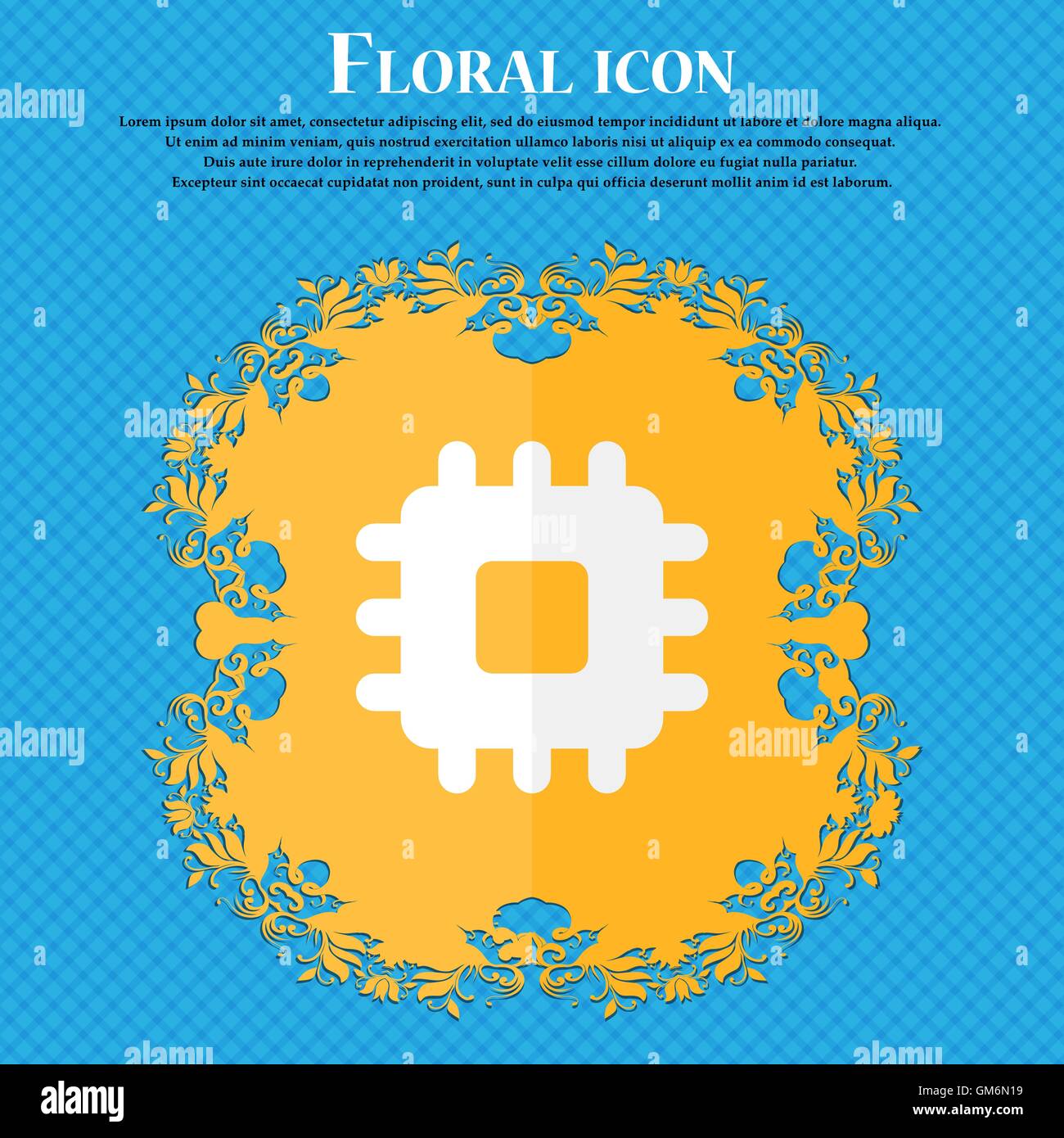 Central Processing Unit . Floral flat design on a blue abstract ...