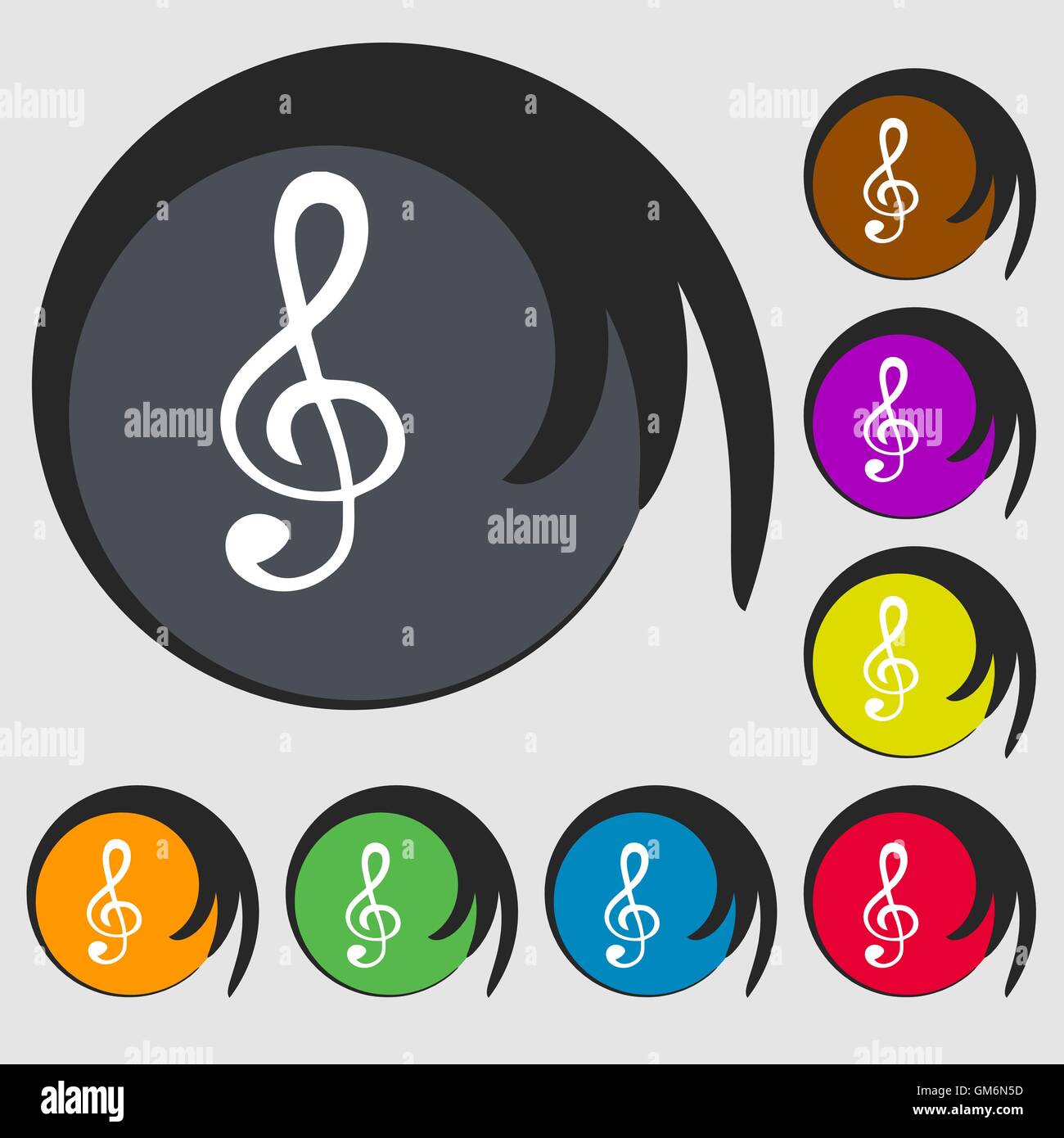treble clef icon. Symbols on eight colored buttons. Vector Stock Vector ...