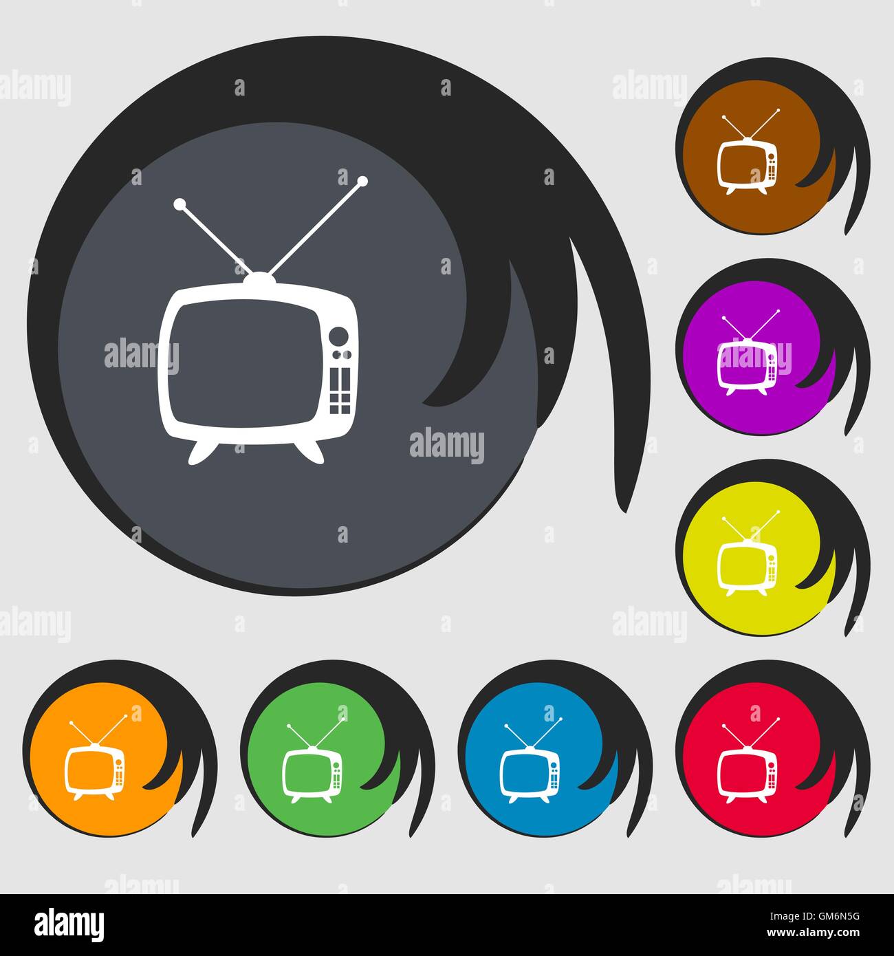Retro TV mode sign icon. Television set symbol. Symbols on eight ...