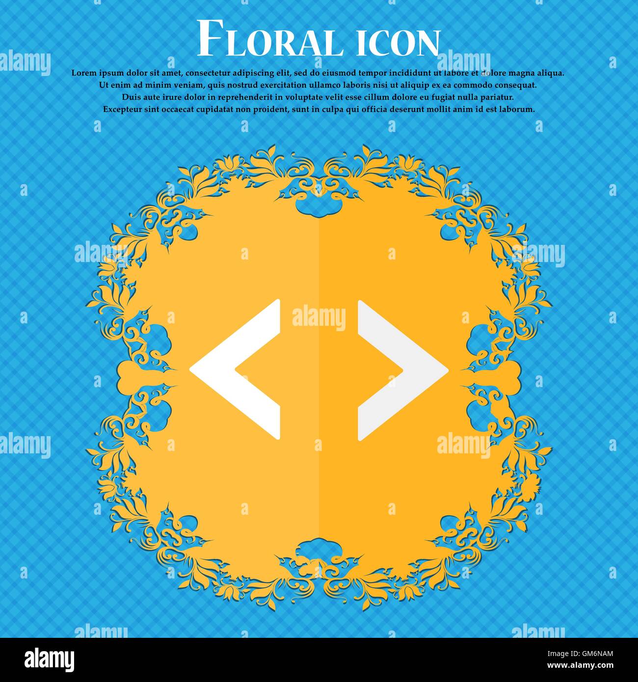 Code sign icon. Programmer symbol. Floral flat design on a blue ...