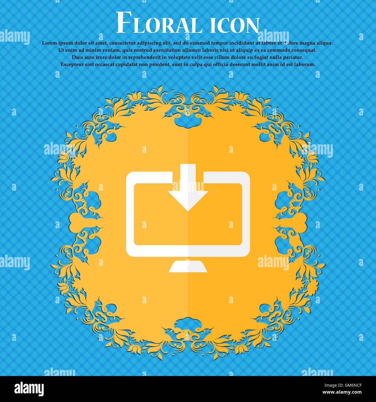 Download, Load, Backup . Floral flat design on a blue abstract ...