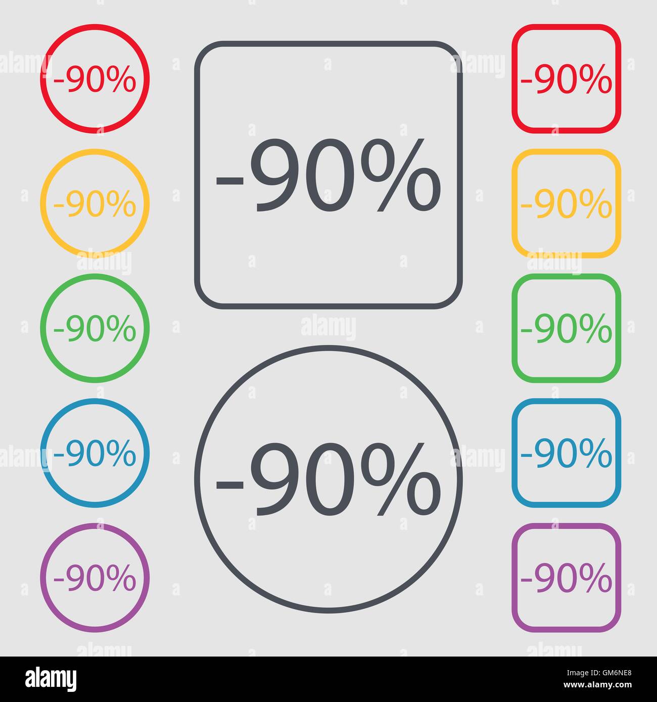 90 percent discount sign icon. Sale symbol. Special offer label ...