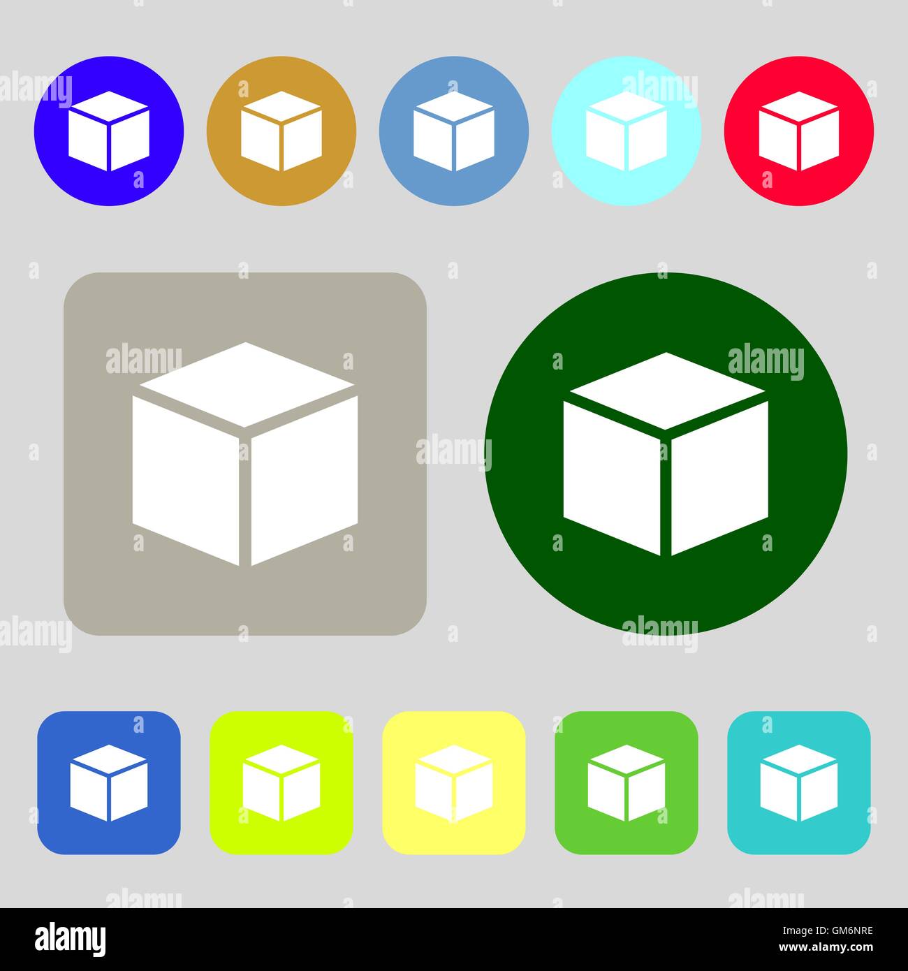 3d cube icon sign. 12 colored buttons. Flat design. Vector Stock Vector ...
