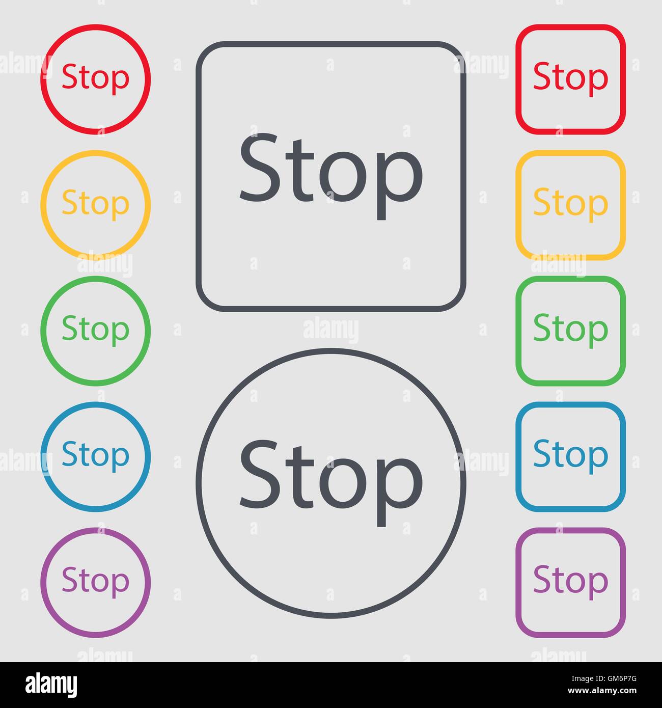 Traffic stop sign icon. Caution symbol. Symbols on the Round and square ...