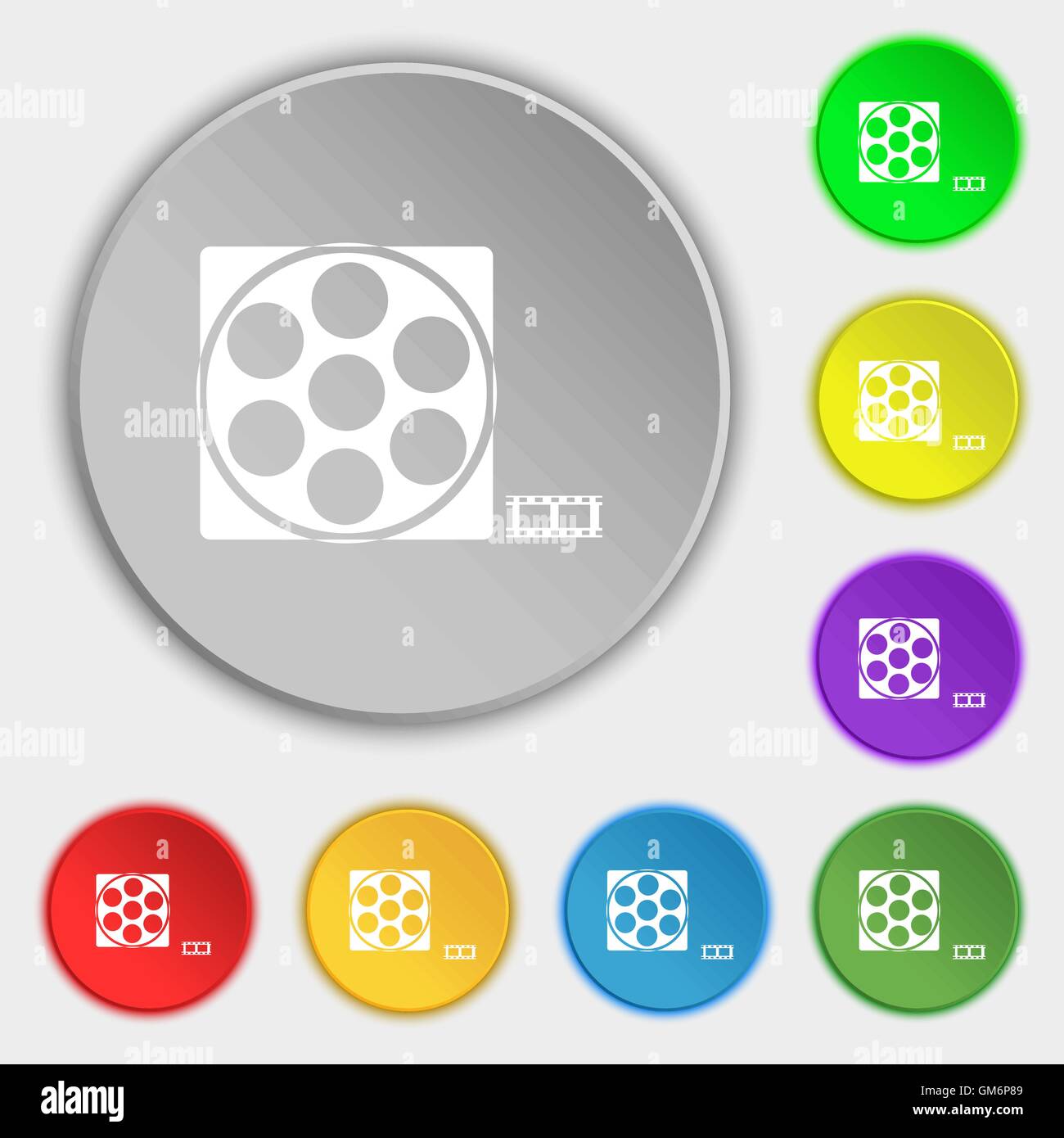 Video sign icon. frame symbol. Symbols on eight flat buttons. Vector Stock Vector Image & Art ...