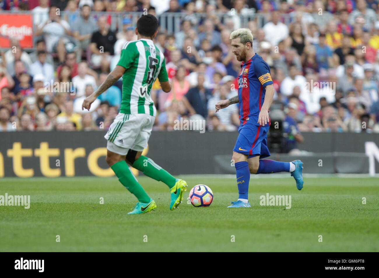 08/20/2016. Camp Nou, Barcelona, Spain. Lionel Messi in action during ...