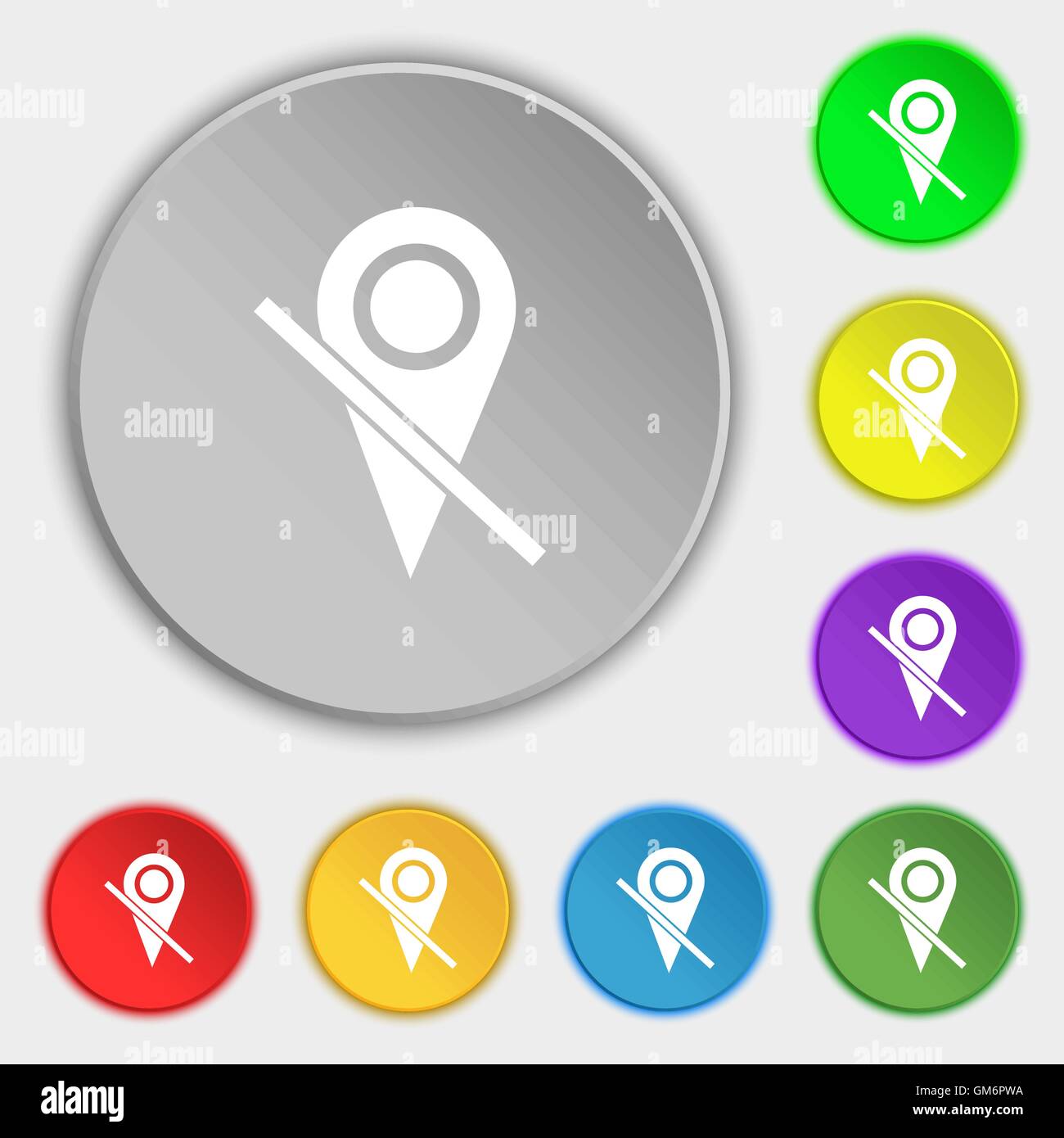 Map pointer icon sign. Symbols on eight flat buttons. Vector Stock Vector Image & Art - Alamy
