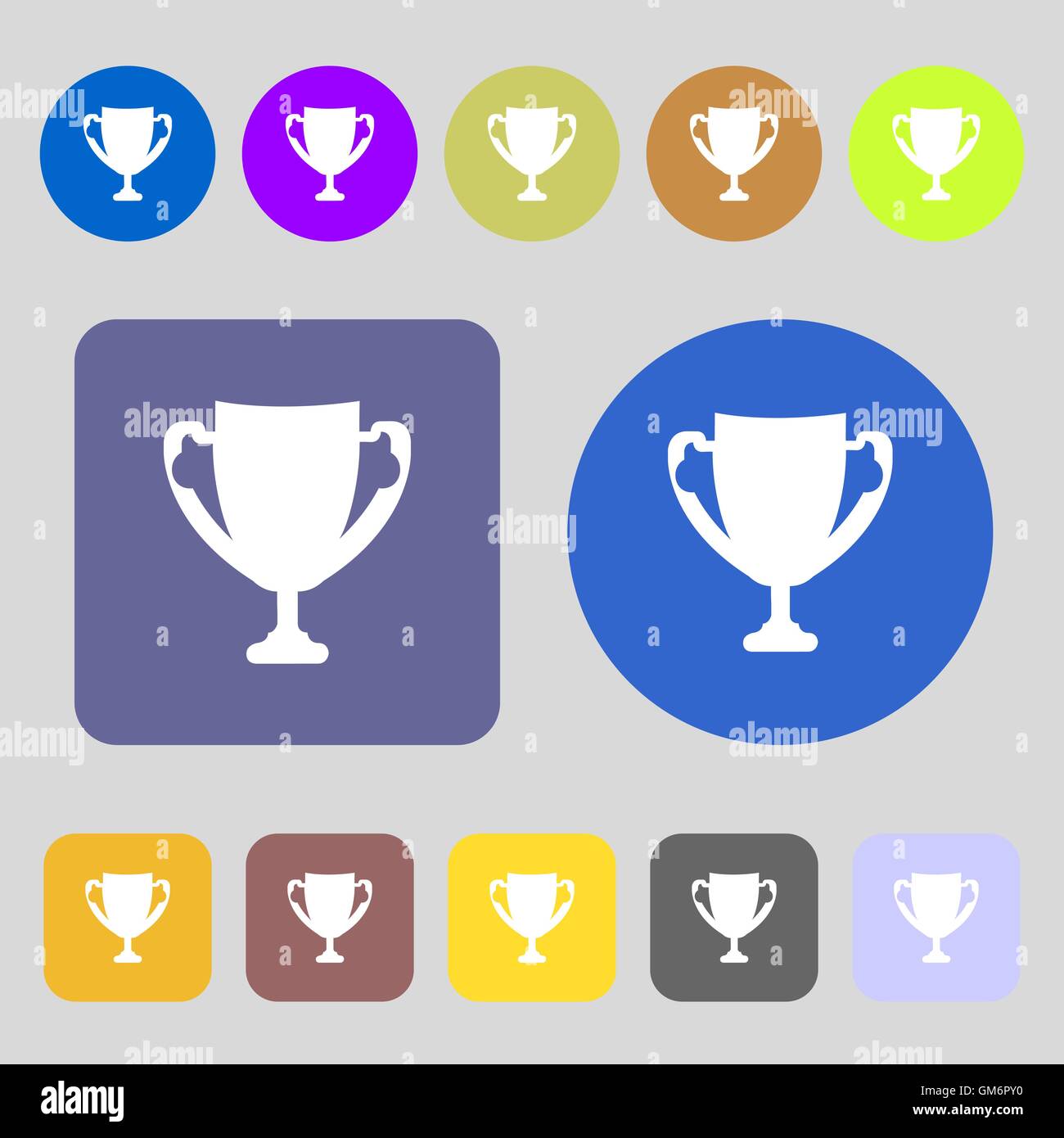 Winner cup sign icon. Awarding of winners symbol. Trophy. 12 colored ...