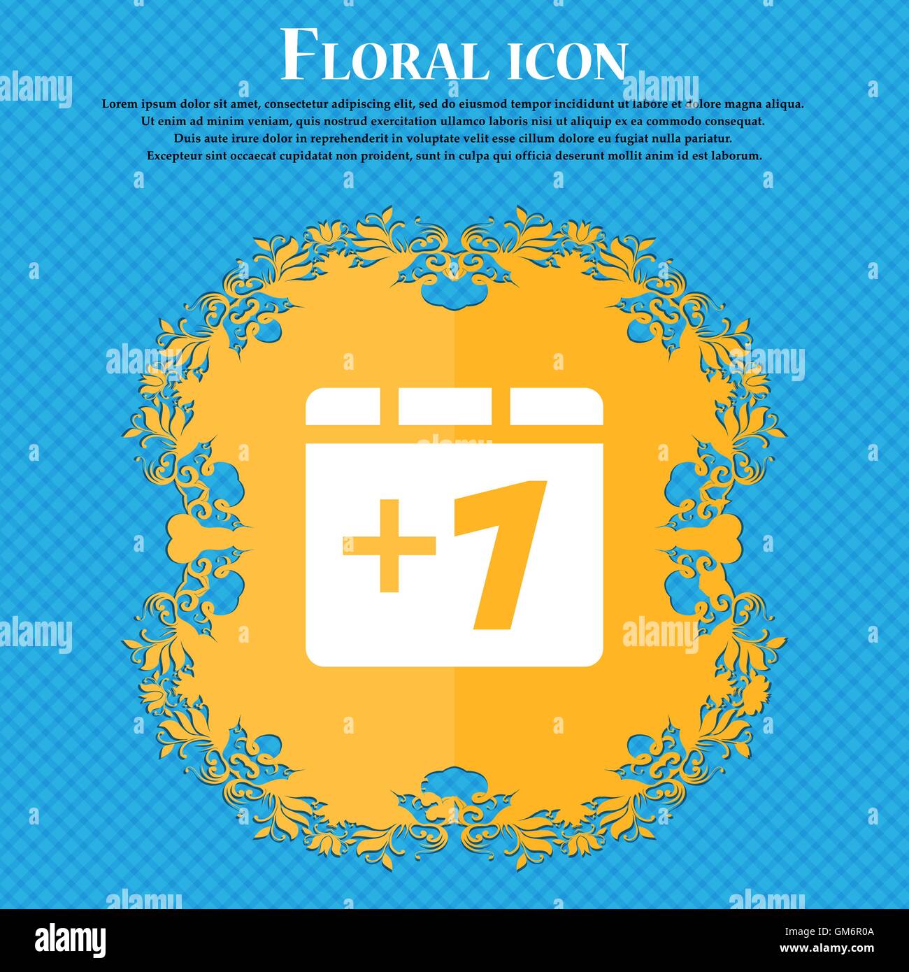 Plus one, Add one . Floral flat design on a blue abstract background ...