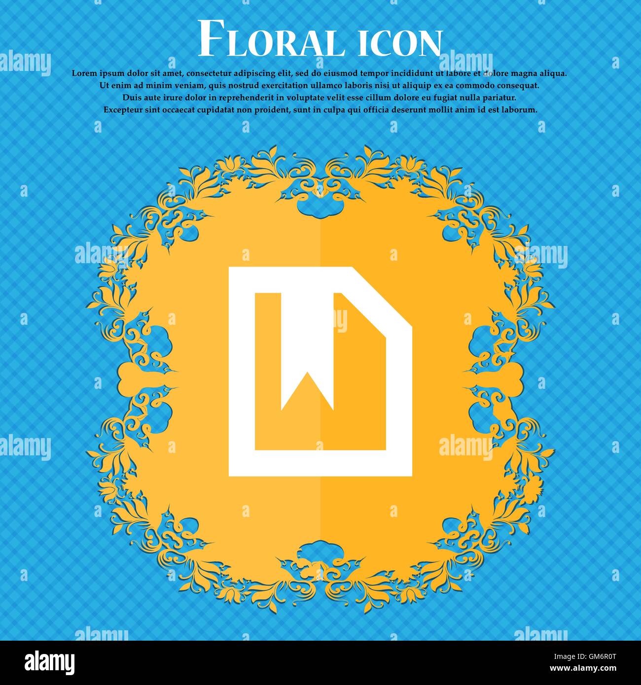 bookmark . Floral flat design on a blue abstract background with place ...