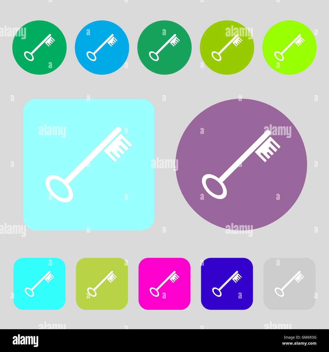 Key icon sign. 12 colored buttons. Flat design. Vector Stock Vector ...