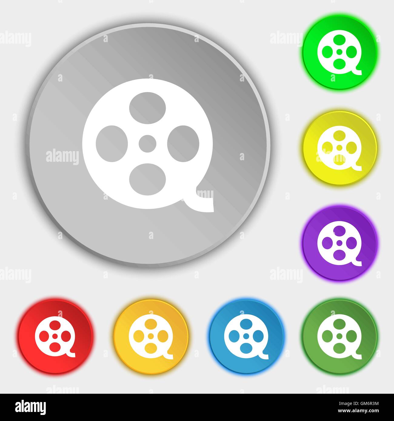 Video sign icon. frame symbol. Symbols on eight flat buttons. Vector ...