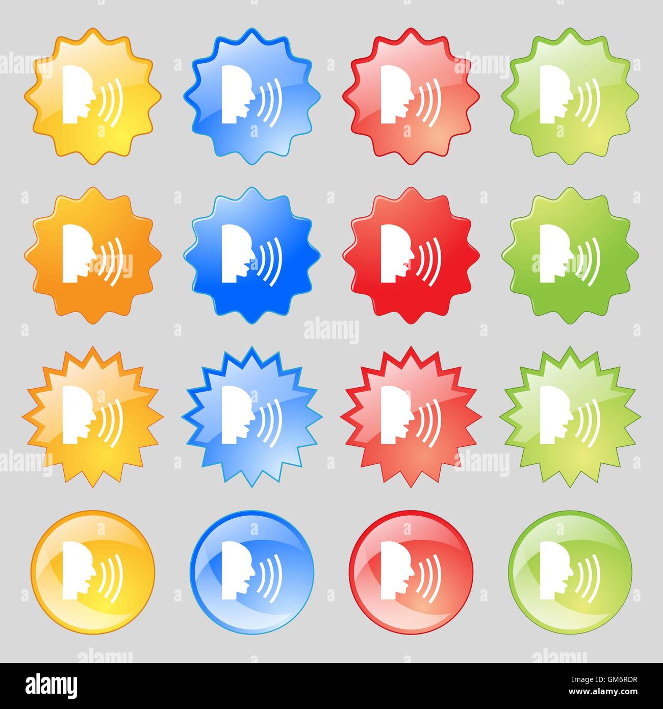 Talking Flat modern web icon. Big set of 16 colorful modern buttons for ...