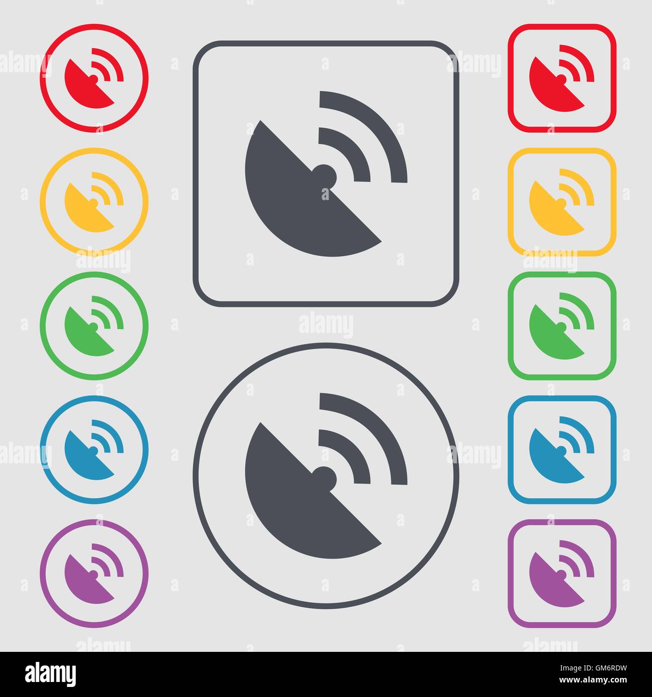 GPS icon. Flat modern. Symbols on the Round and square buttons with ...