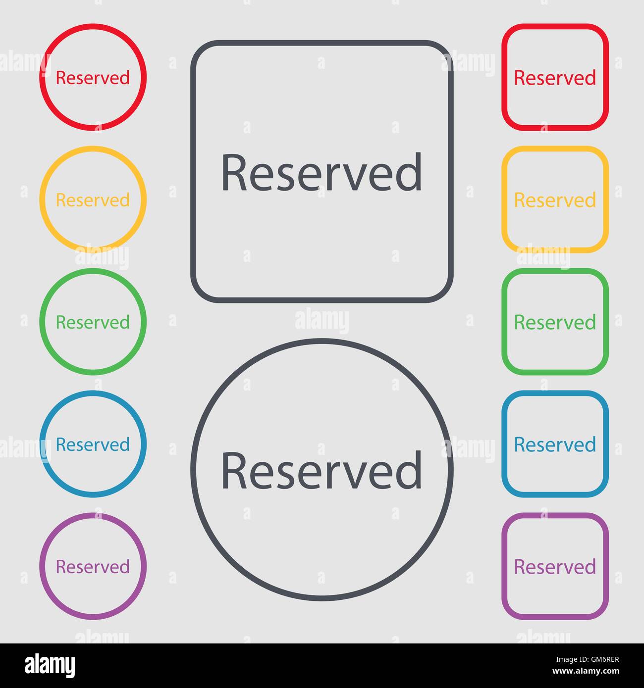 Reserved sign icon. Symbols on the Round and square buttons with frame ...