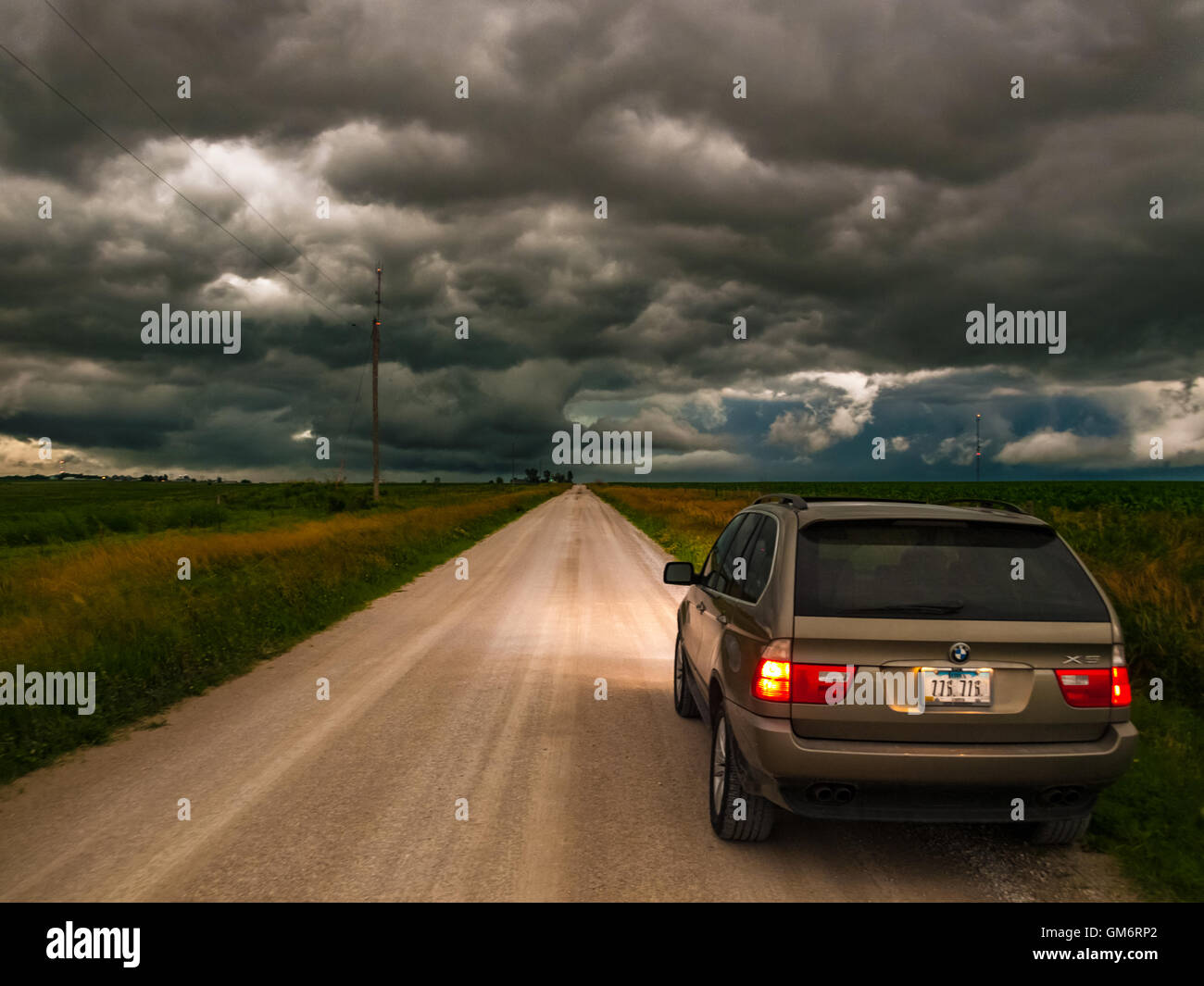 Severe Storm and Road - Iowa, Midwest Stock Photo - Alamy