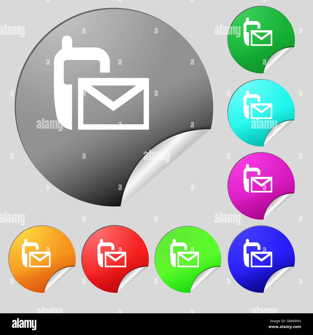 Mail icon. Envelope symbol. Message sms sign. Set of eight multi ...