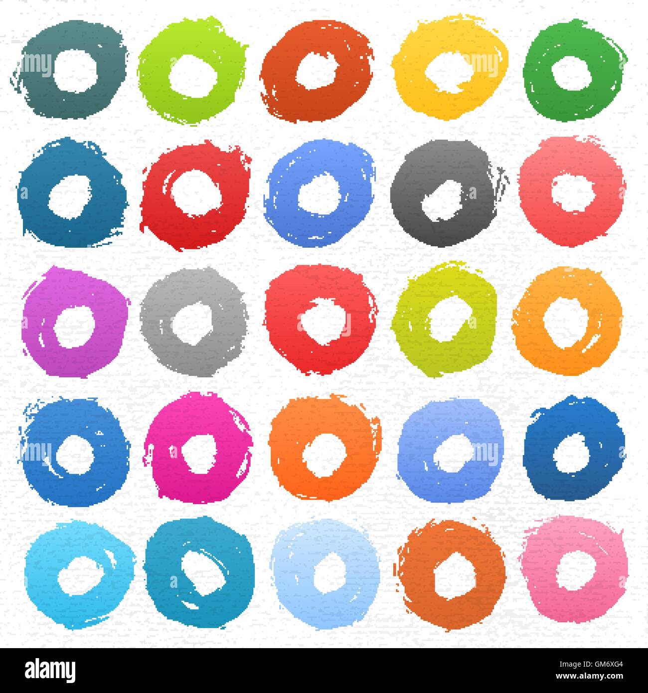 25 circle form colored brush stroke. Drawing created in ink sketch ...