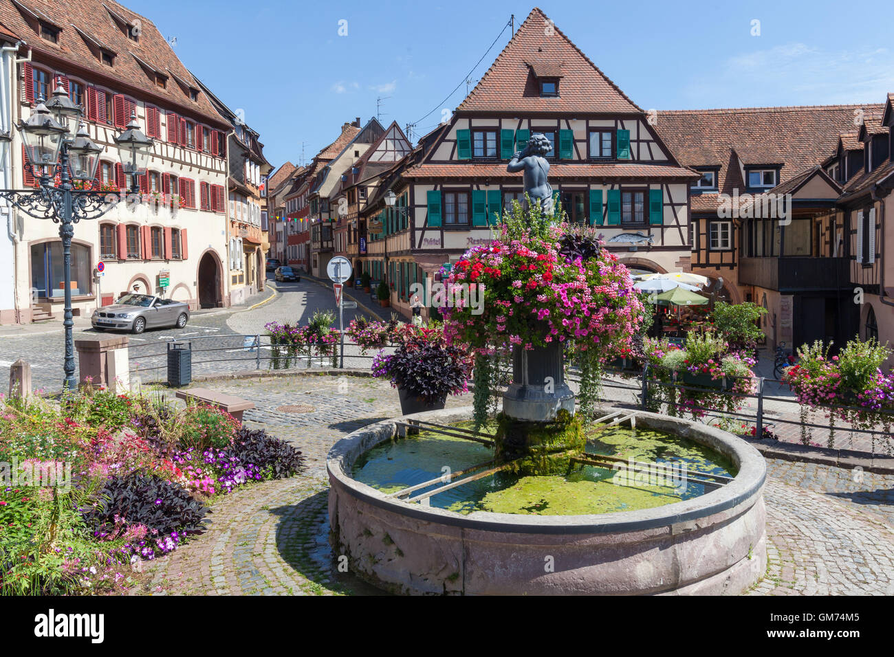 Half-timbered houses by the square in Barr. Alsace, France Stock Photo ...