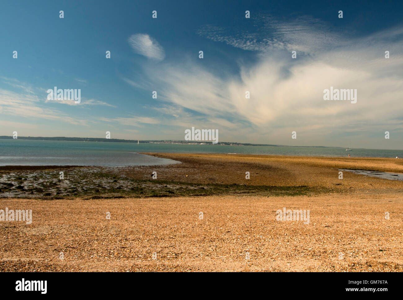 The beach at Meon Shore, Hampshire. The Titchfield Haven National ...