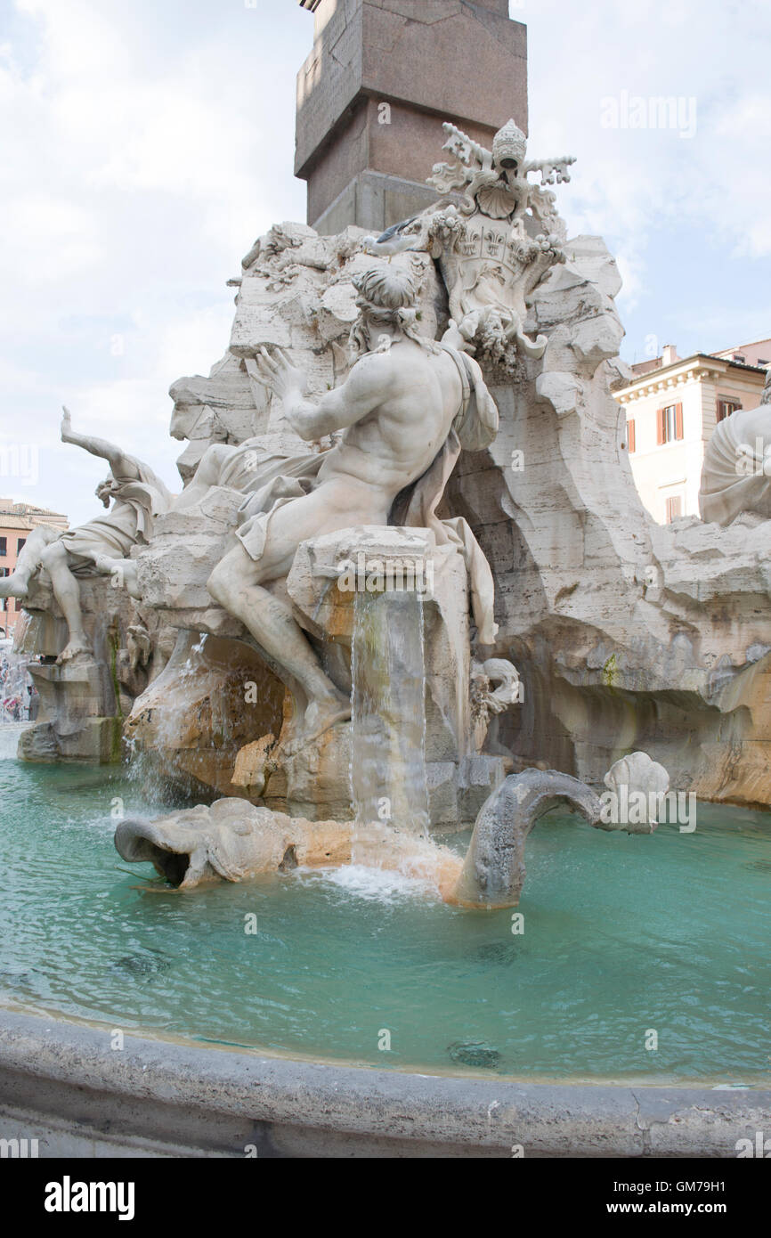 four rivers fountain in piazza navona rome Stock Photo - Alamy
