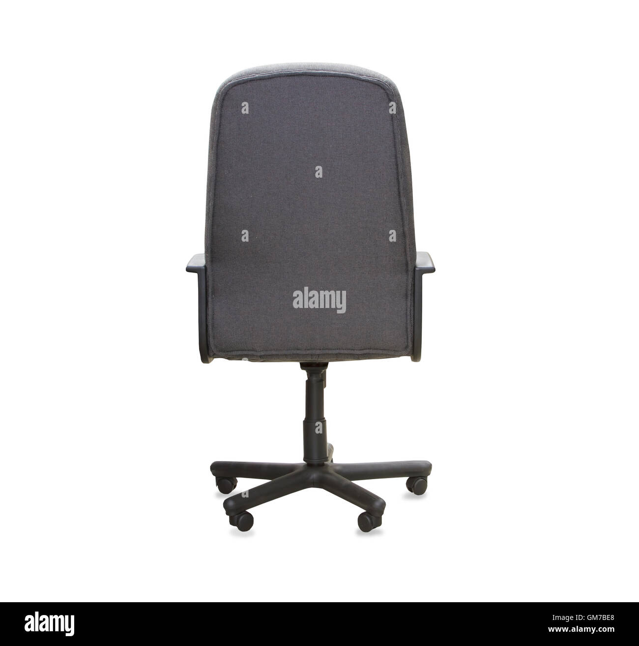 back view of modern office chair from gray cloth. Isolated Stock Photo ...