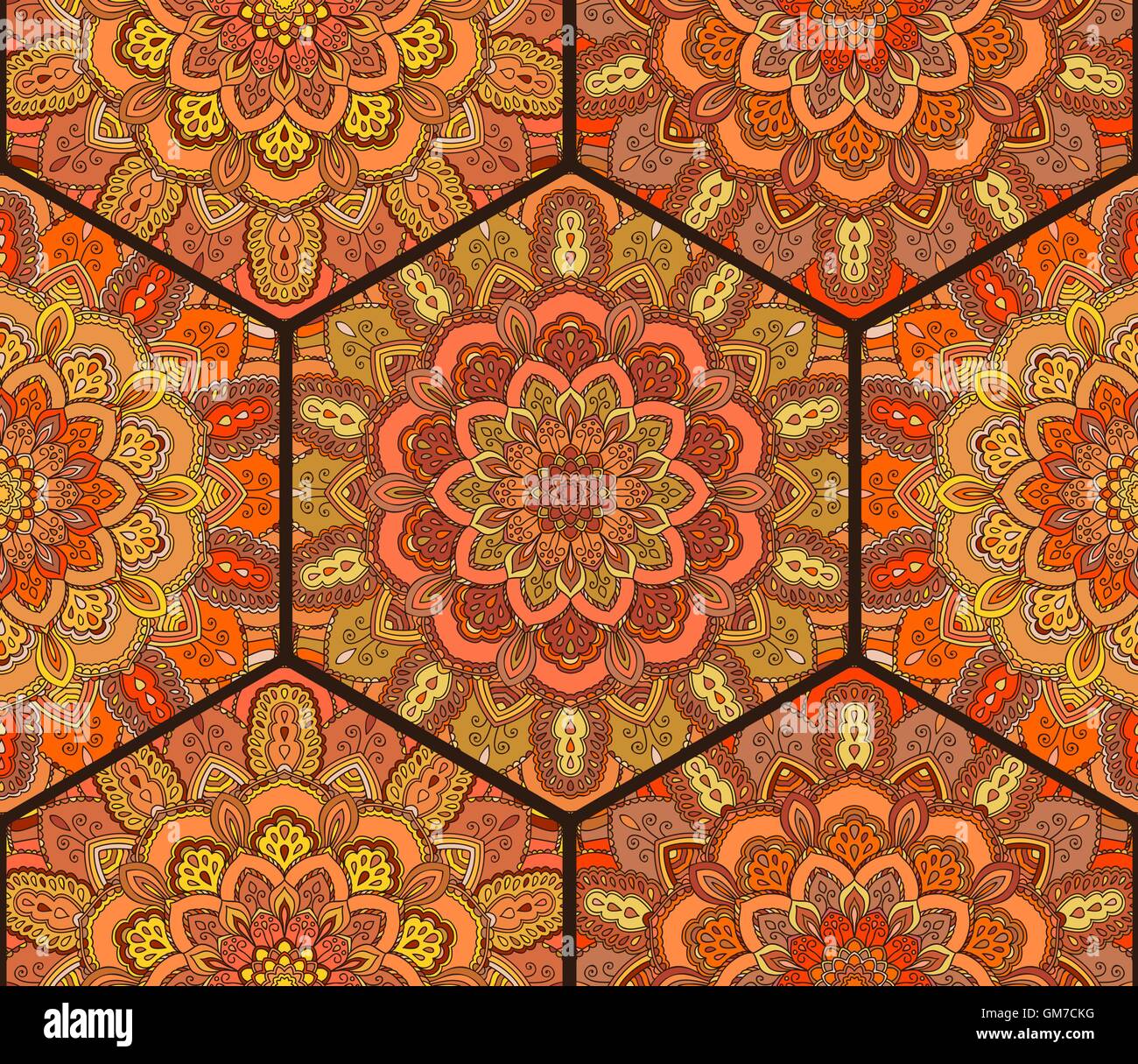 Honey Comb Hex Pattern from Flower Mandala Stock Vector Image & Art - Alamy