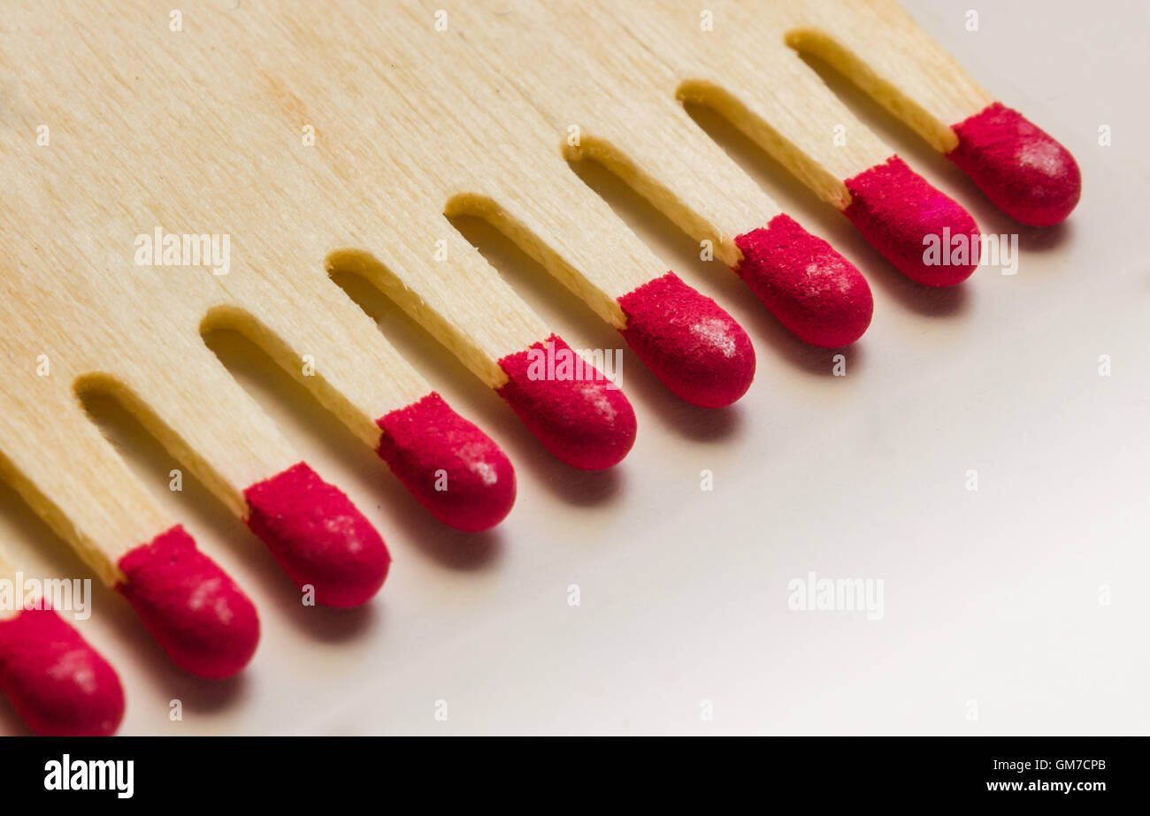 Set of red matches close up Stock Photo - Alamy
