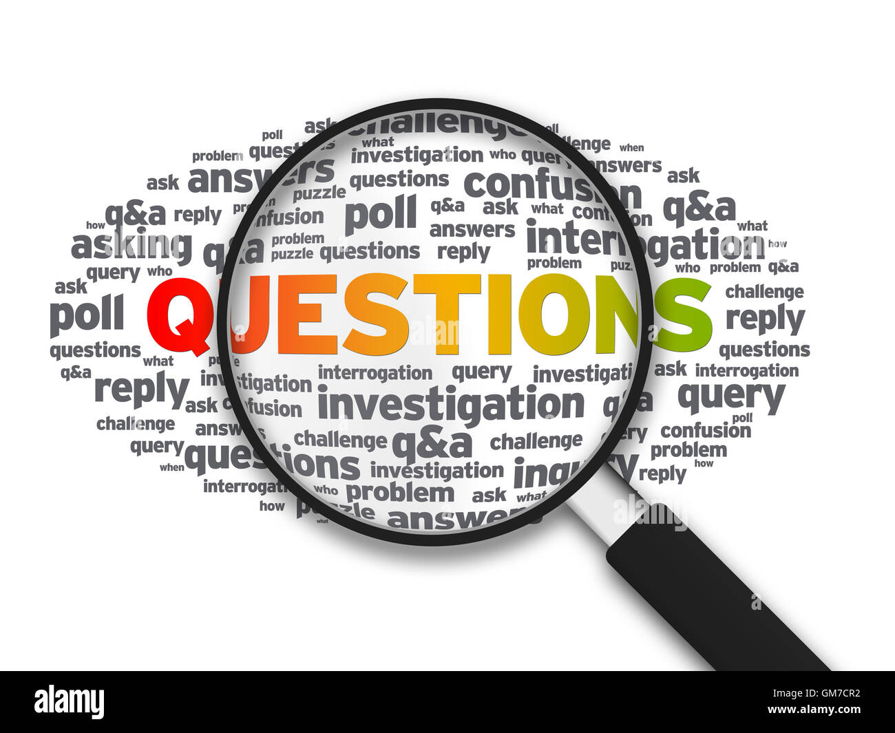 Magnifying Glass - Questions Stock Photo - Alamy