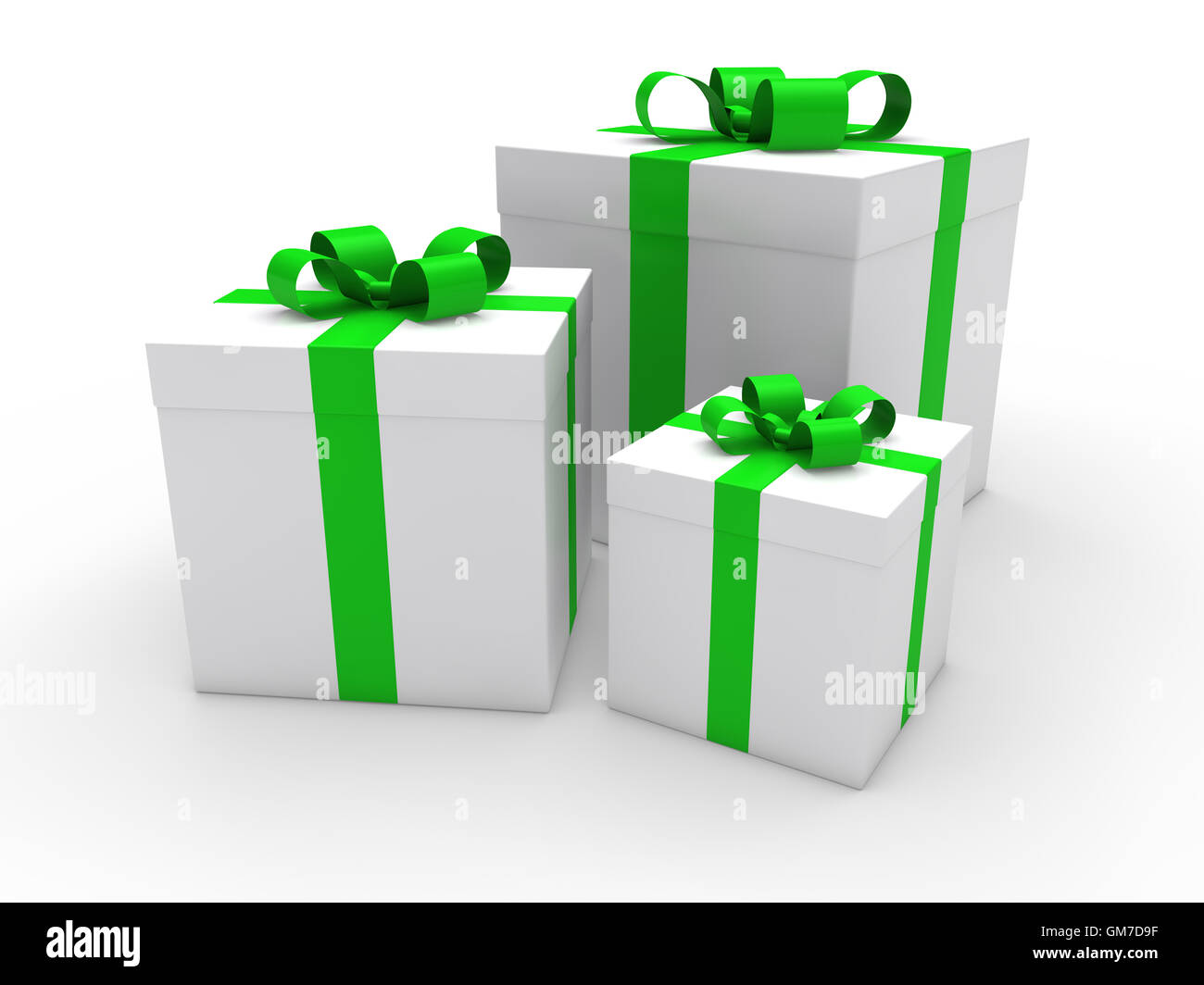 3d gift box green white Stock Photo - Alamy