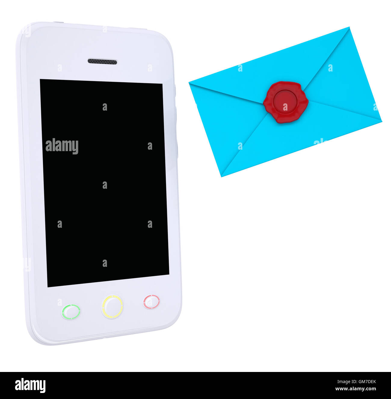 Blue envelope and smartphone Stock Photo - Alamy